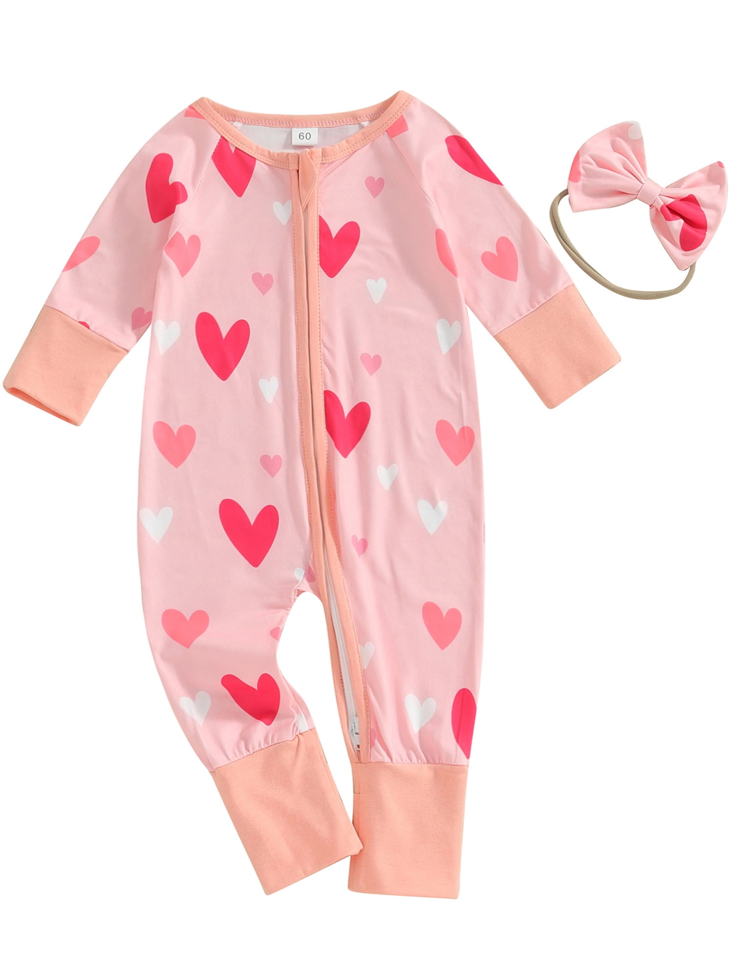 Mevireiy Baby Boy Girl Romper Zipper Jumpsuit Long Sleeve Footless Fall Winter Outfits, Pink, 12 ...