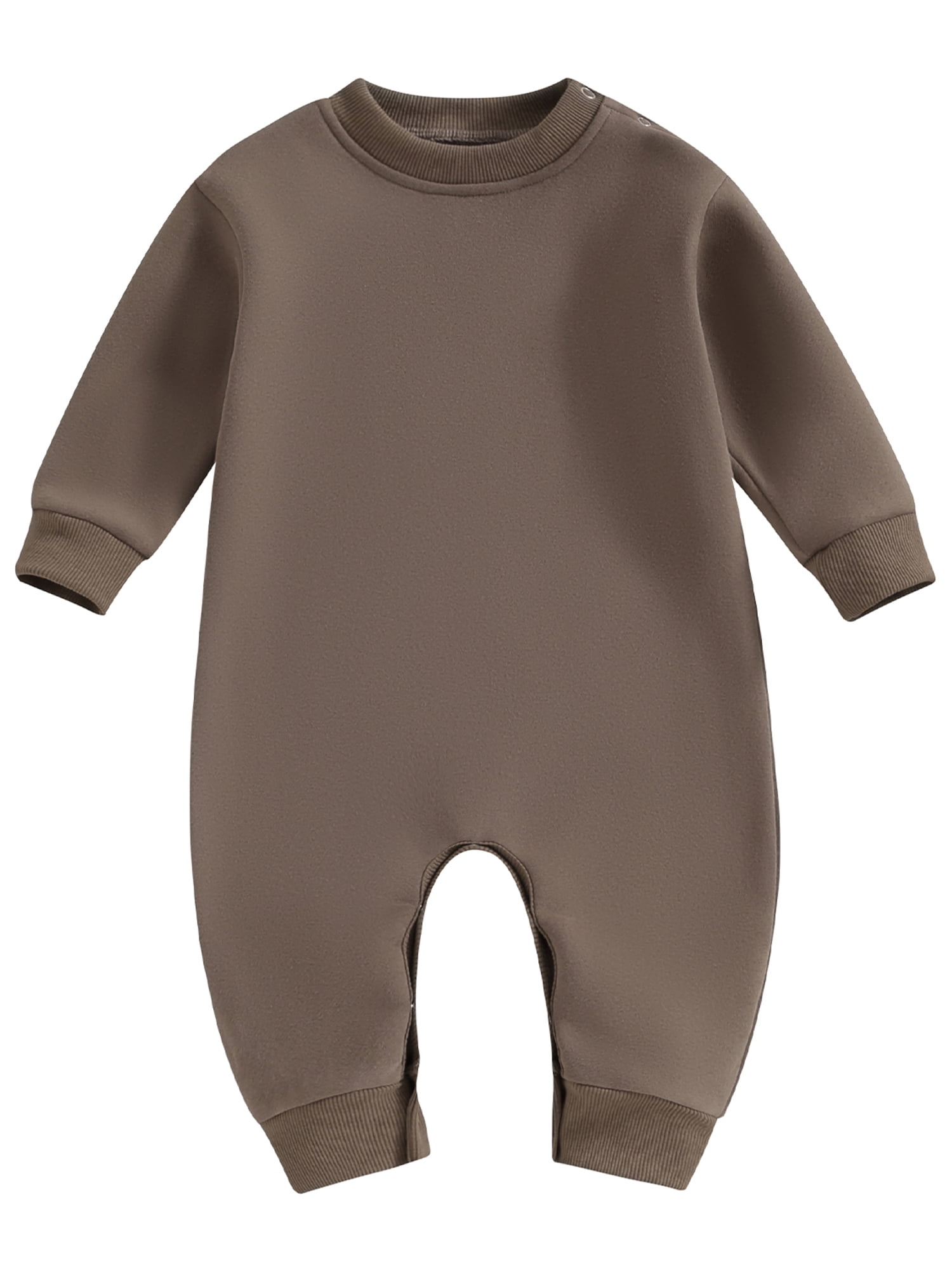 Mevireiy Baby Boy Girls Jumpsuit Solid Color Long Sleeve One Piece Romper Pants,Beige,0-3 Months ...