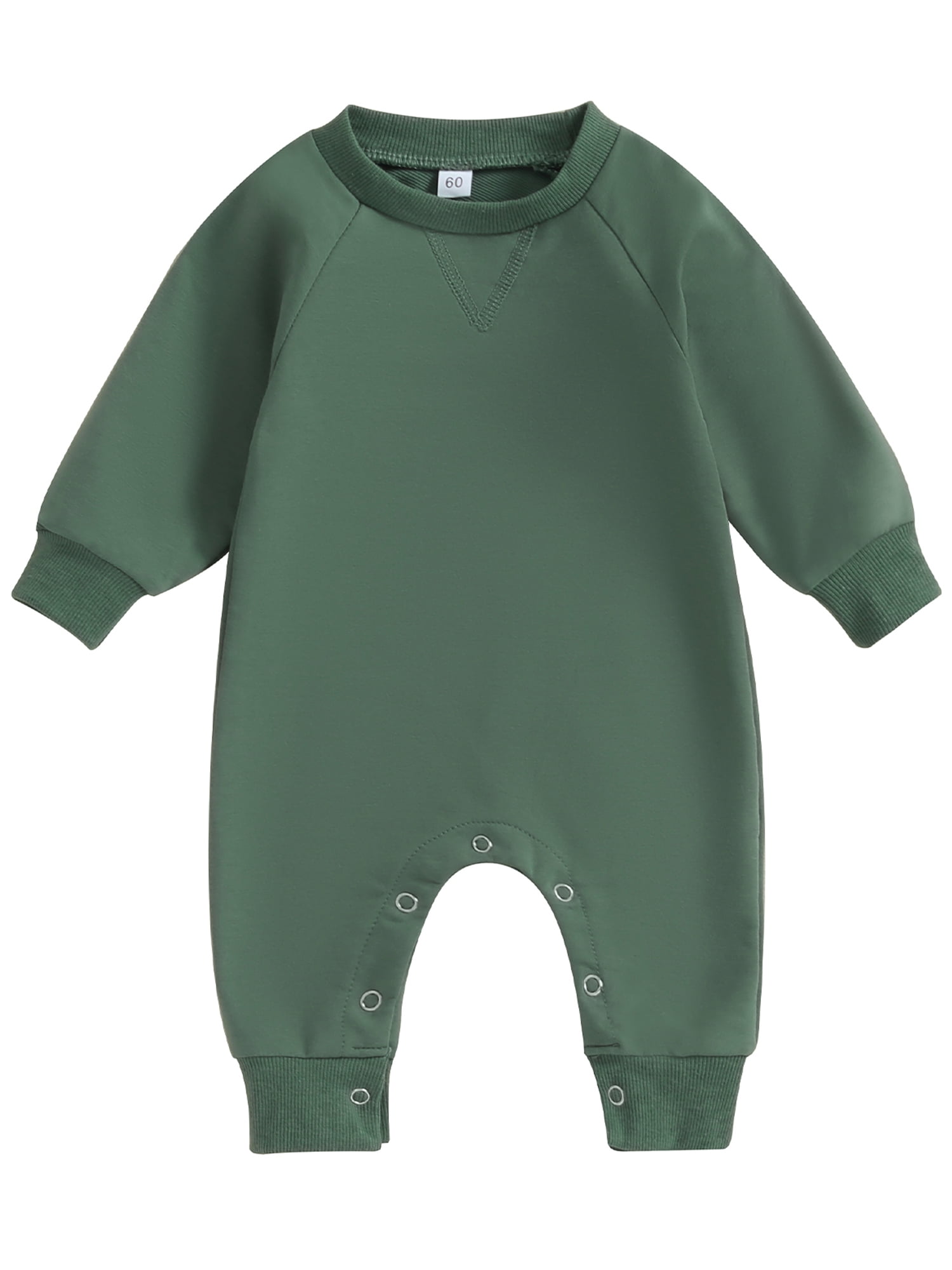 Mevireiy Baby Boy Girls Jumpsuit Solid Color Long Sleeve One Piece Romper Pants,Green,6-12 ...