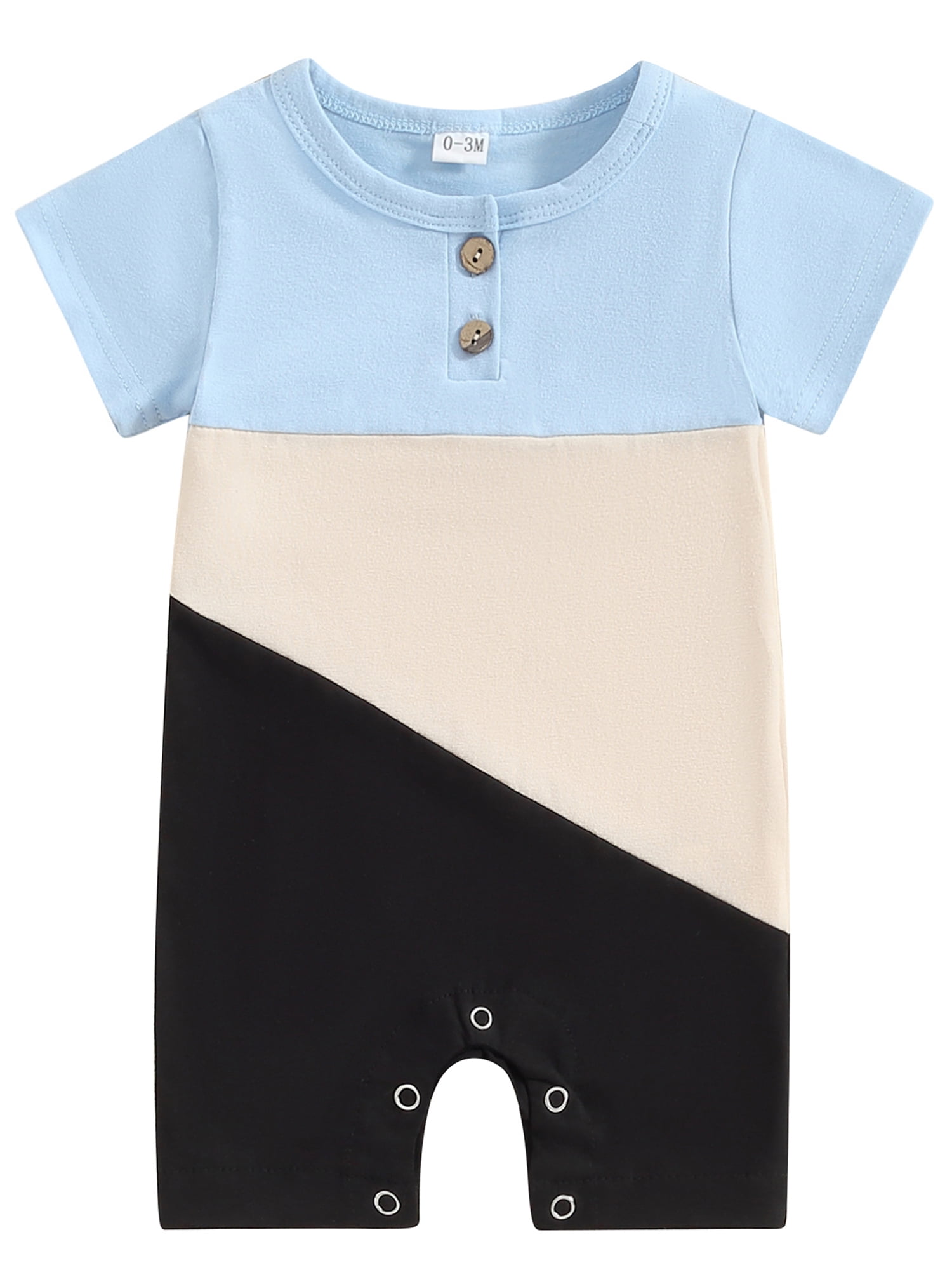 Mevireiy Baby Boy Polo Romper Short Sleeve Button Up Contrast Color One ...