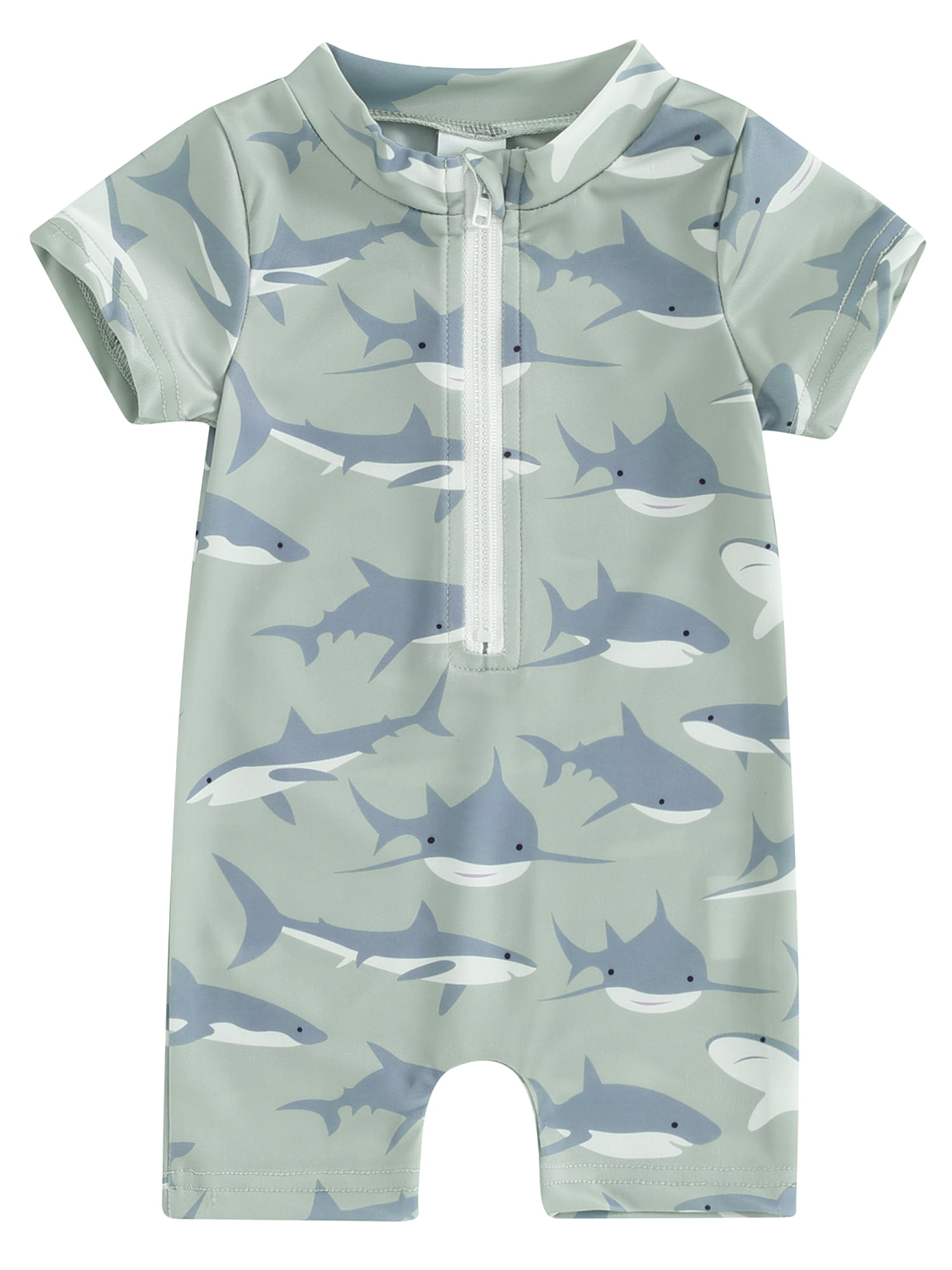 Mevireiy Baby Boy Rash Guard Swimsuit Shark Print One Piece Zipper Swim ...