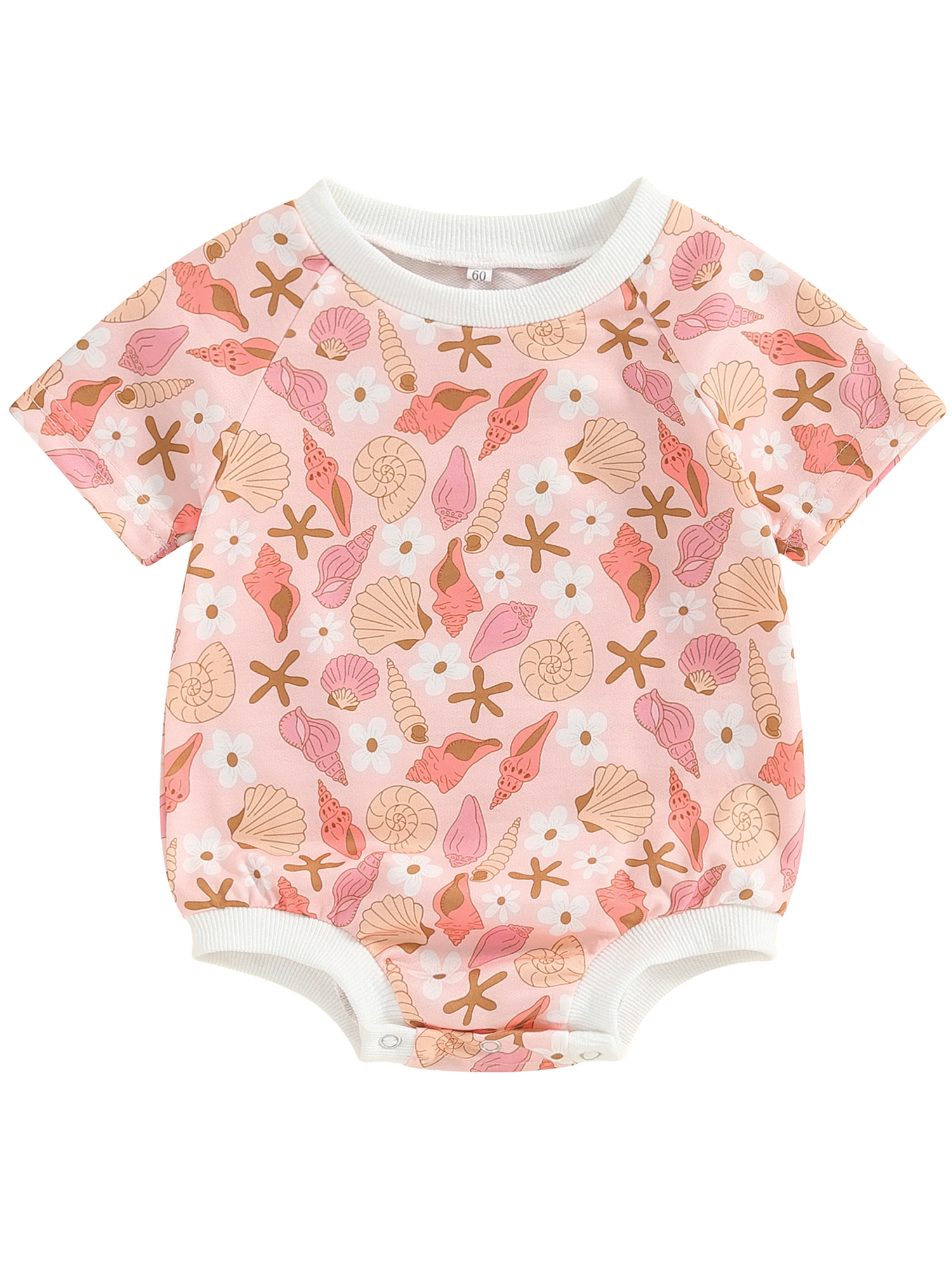 Mevireiy Baby Girl Boy Bubble Romper Seashell Print Short Sleeve Onesie Bodysuit Outfits, Pink ...