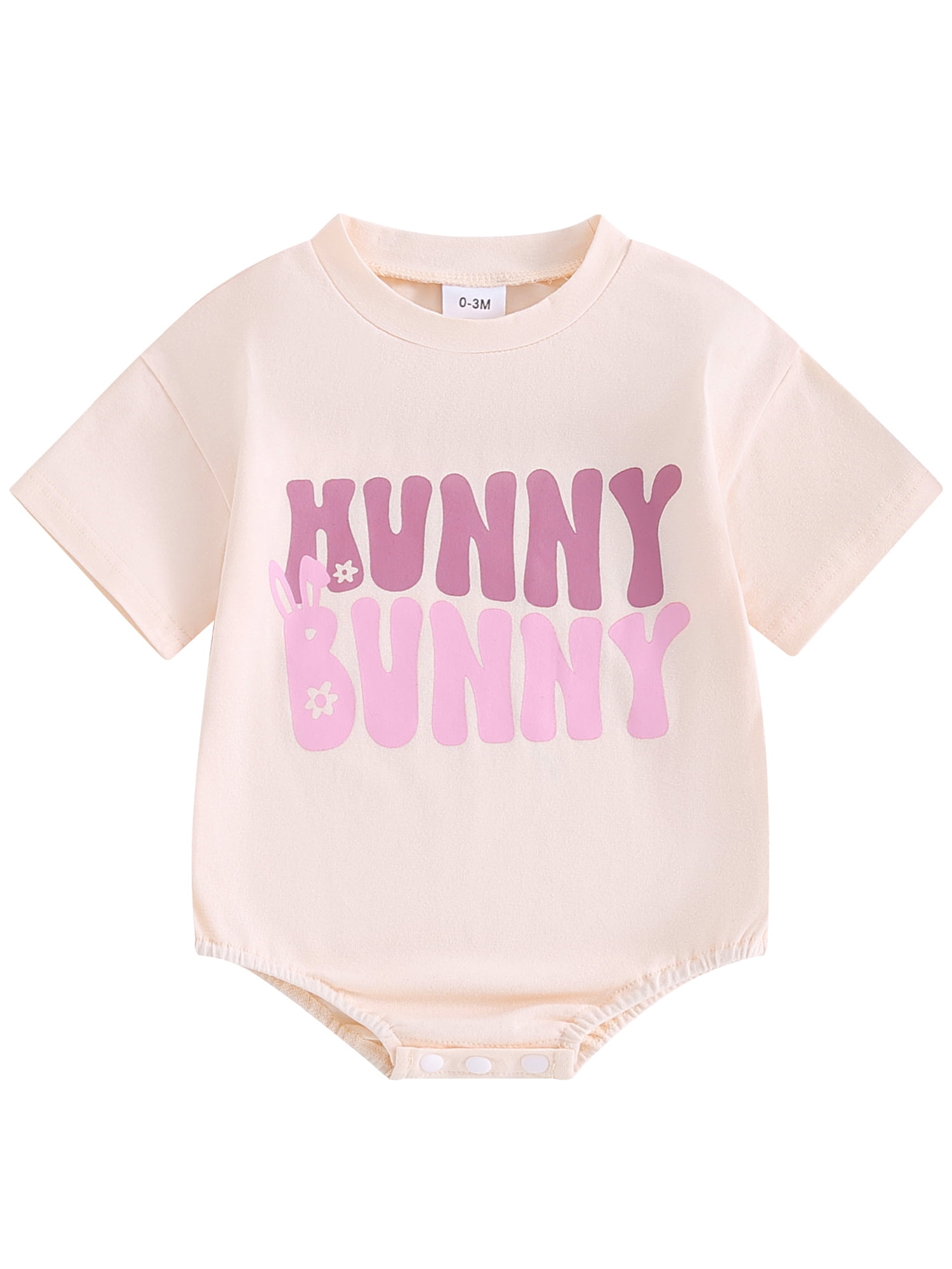 Mevireiy Baby Girl Boy Easter Romper Bunny Print T shirt Bubble Onesie Bodysuit Tops,Beige,3-6 ...