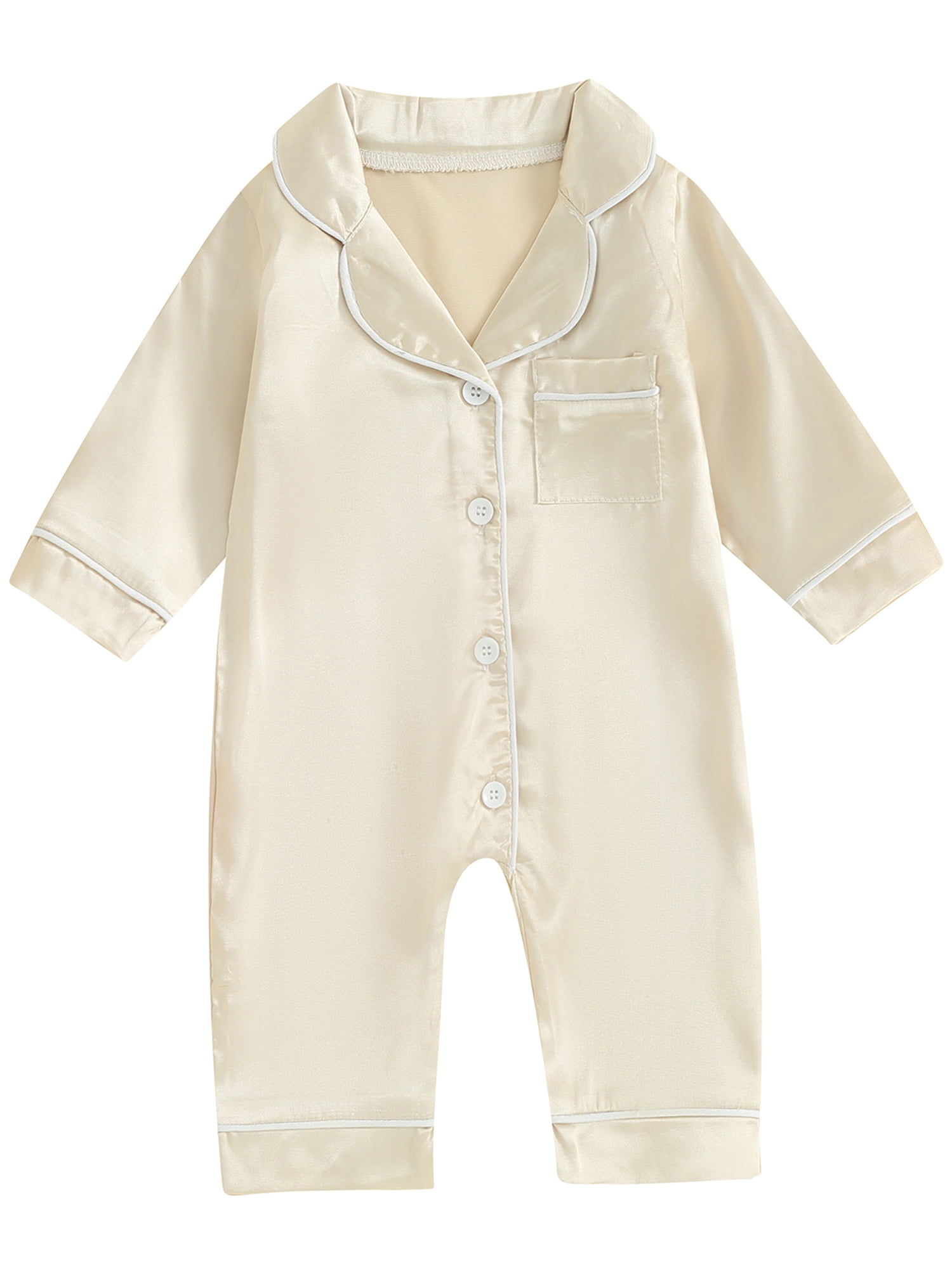 Mevireiy Baby Girl Boy One Piece Pajamas Jumpsuit Lapel Button Down Sleepwear Onesie, Gold, 0-3 ...