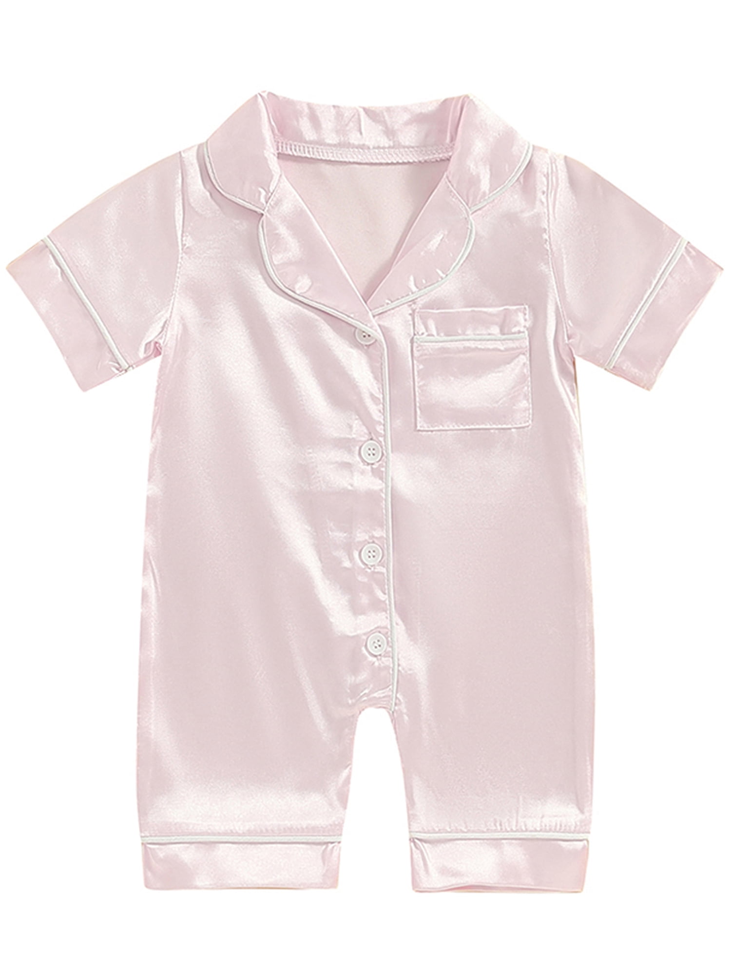 Mevireiy Baby Girl Boy One Piece Pajamas Jumpsuit Lapel Button Down Sleepwear Onesie, Pink, 12 ...