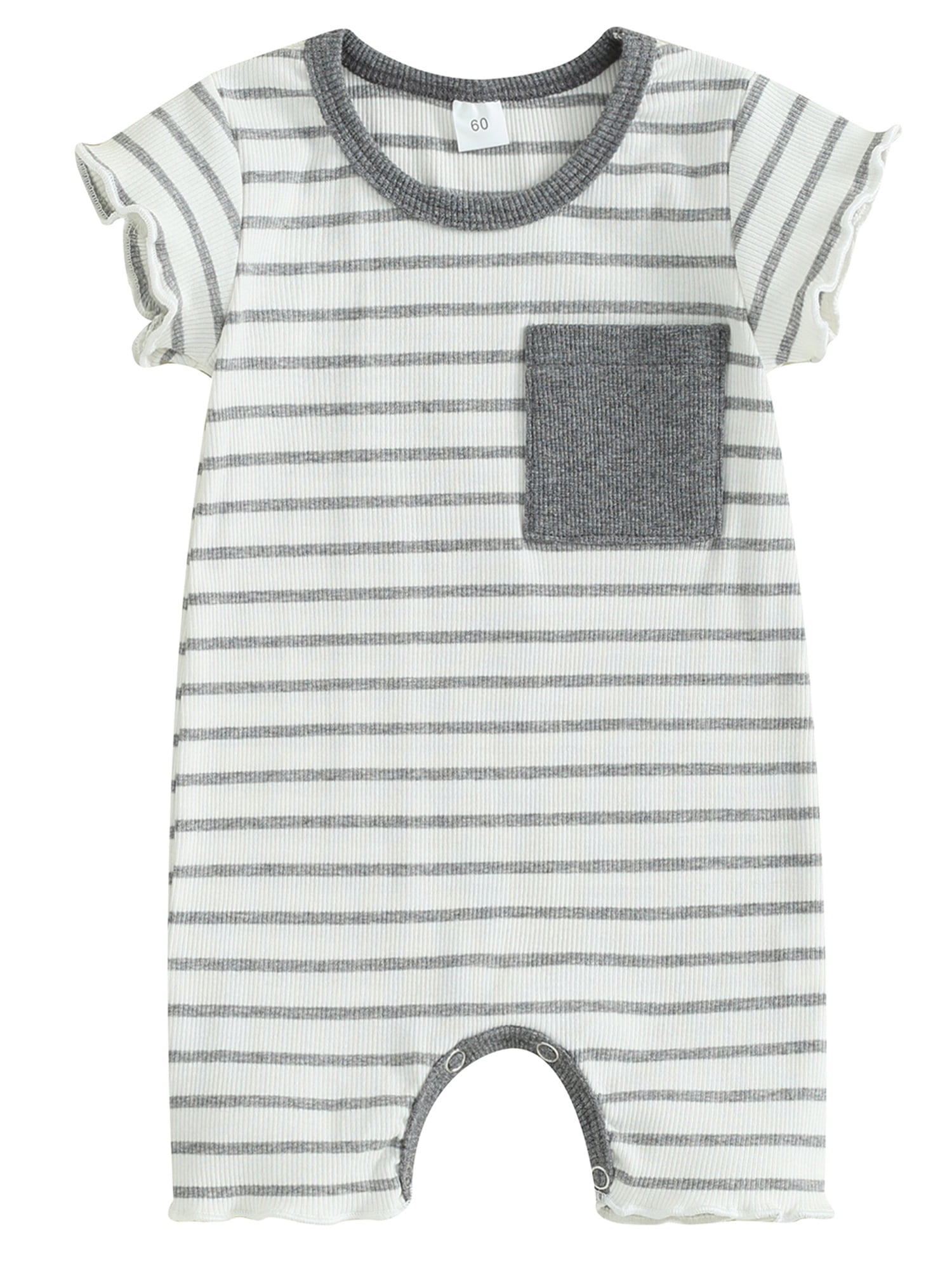 Mevireiy Baby Girl Boy Striped Jumpsuit Short Sleeve One Piece Romper Pants Outfits,Gray,3-6 ...