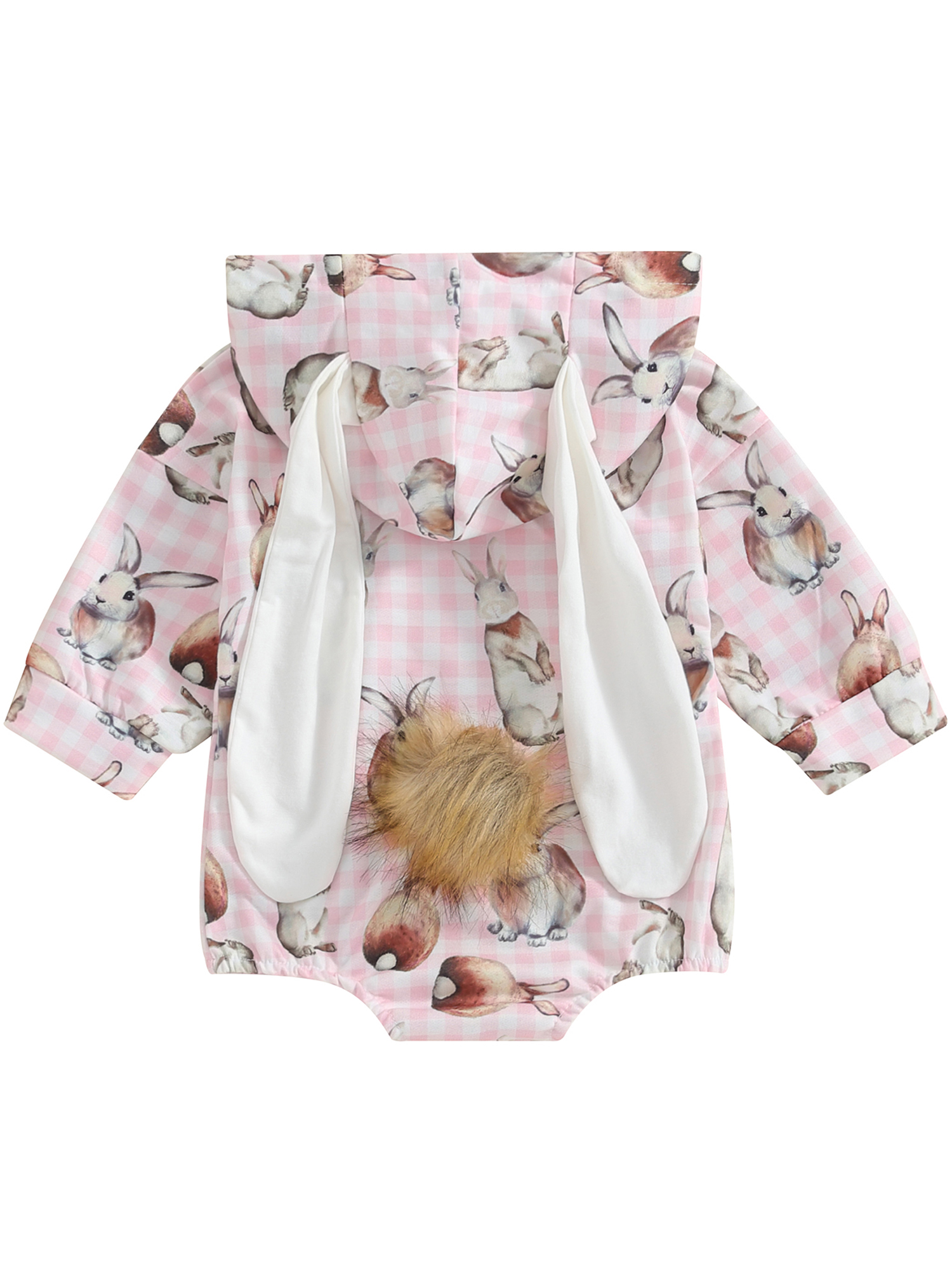 Mevireiy Baby Girl Easter Hooded Romper Bunny Print Long Sleeve Onesie Bodysuit Outfits,Pink,3-6 ...