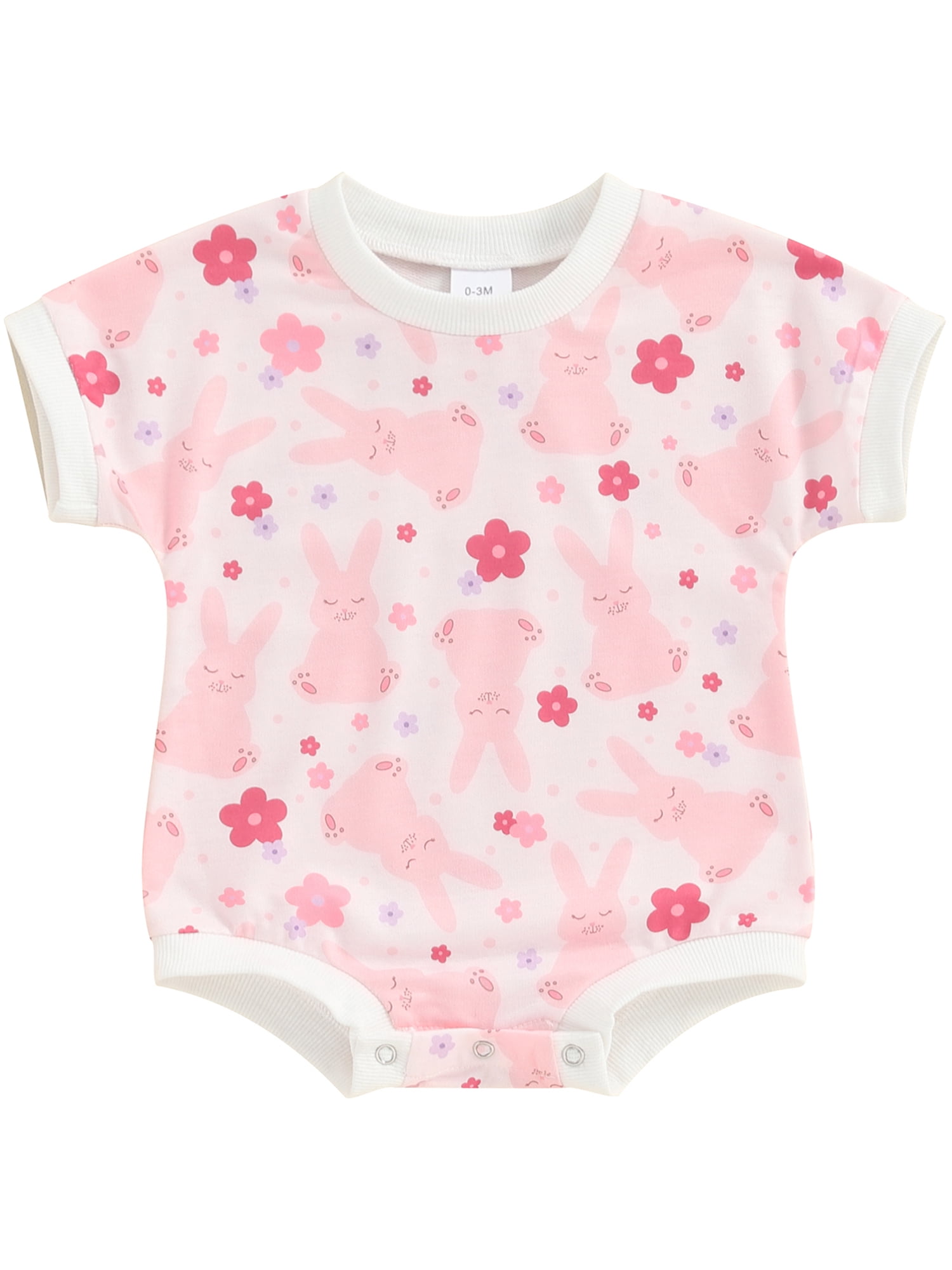 Mevireiy Baby Girl Easter Summer Romper Bunny Print Short Sleeve Onesie Bodysuit Outfits,White,3 ...