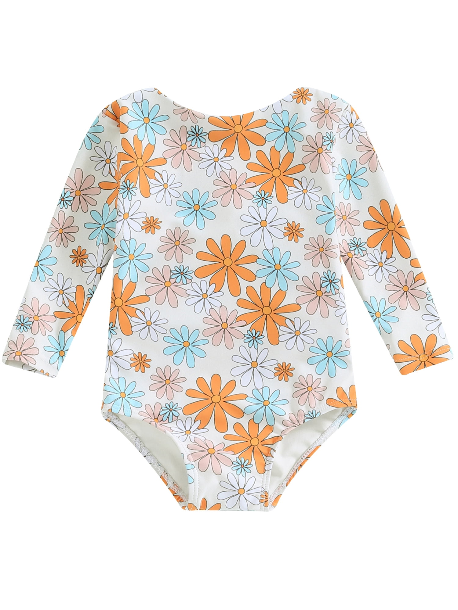 Mevireiy Baby Girl One Piece Swimsuit Floral Print Bandage Cutout Monokini Bathing Suit, Orange ...