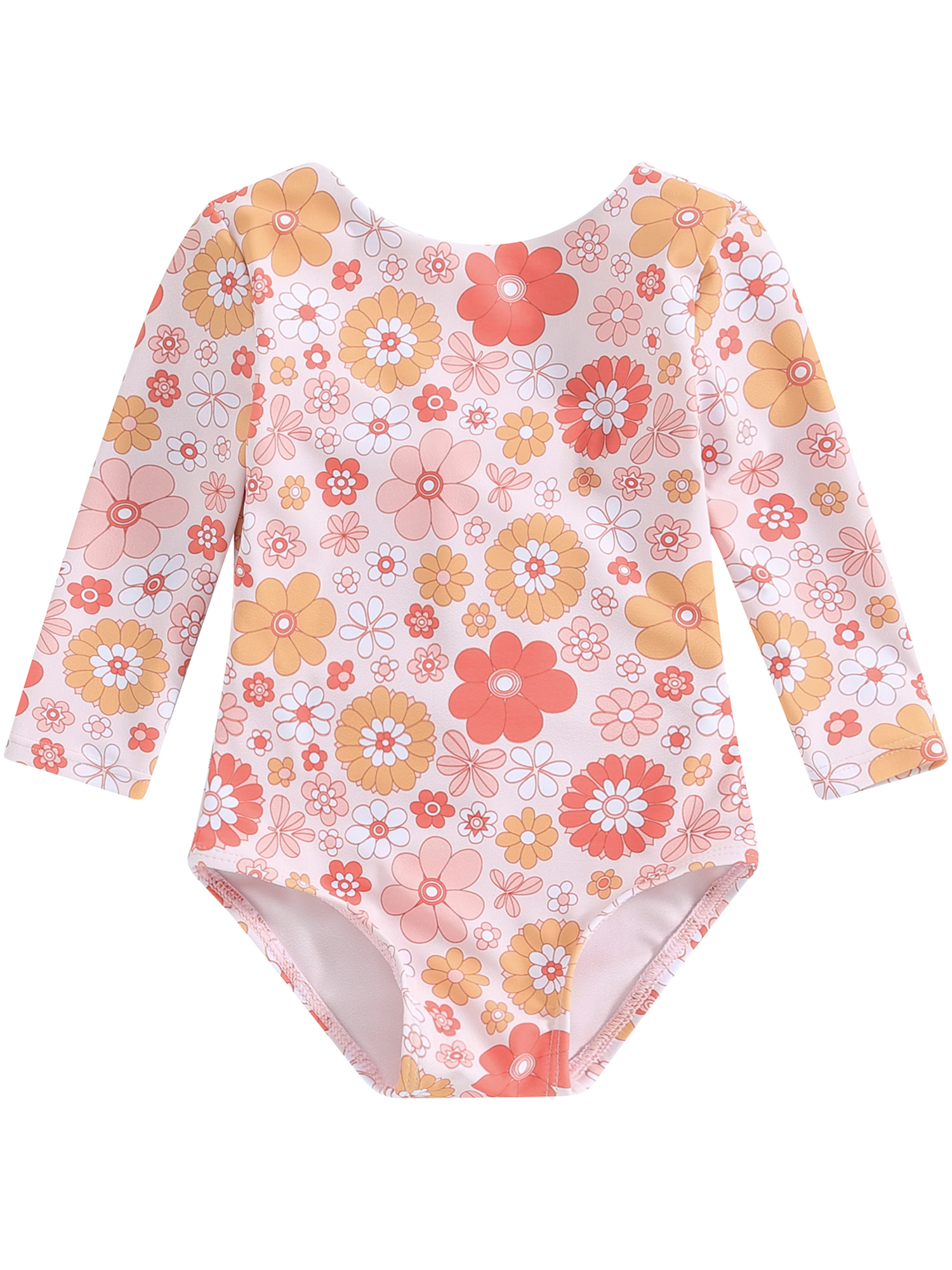 Mevireiy Baby Girl One Piece Swimsuit Floral Print Knotted Cutout Rash Guard Bathing Suit ...