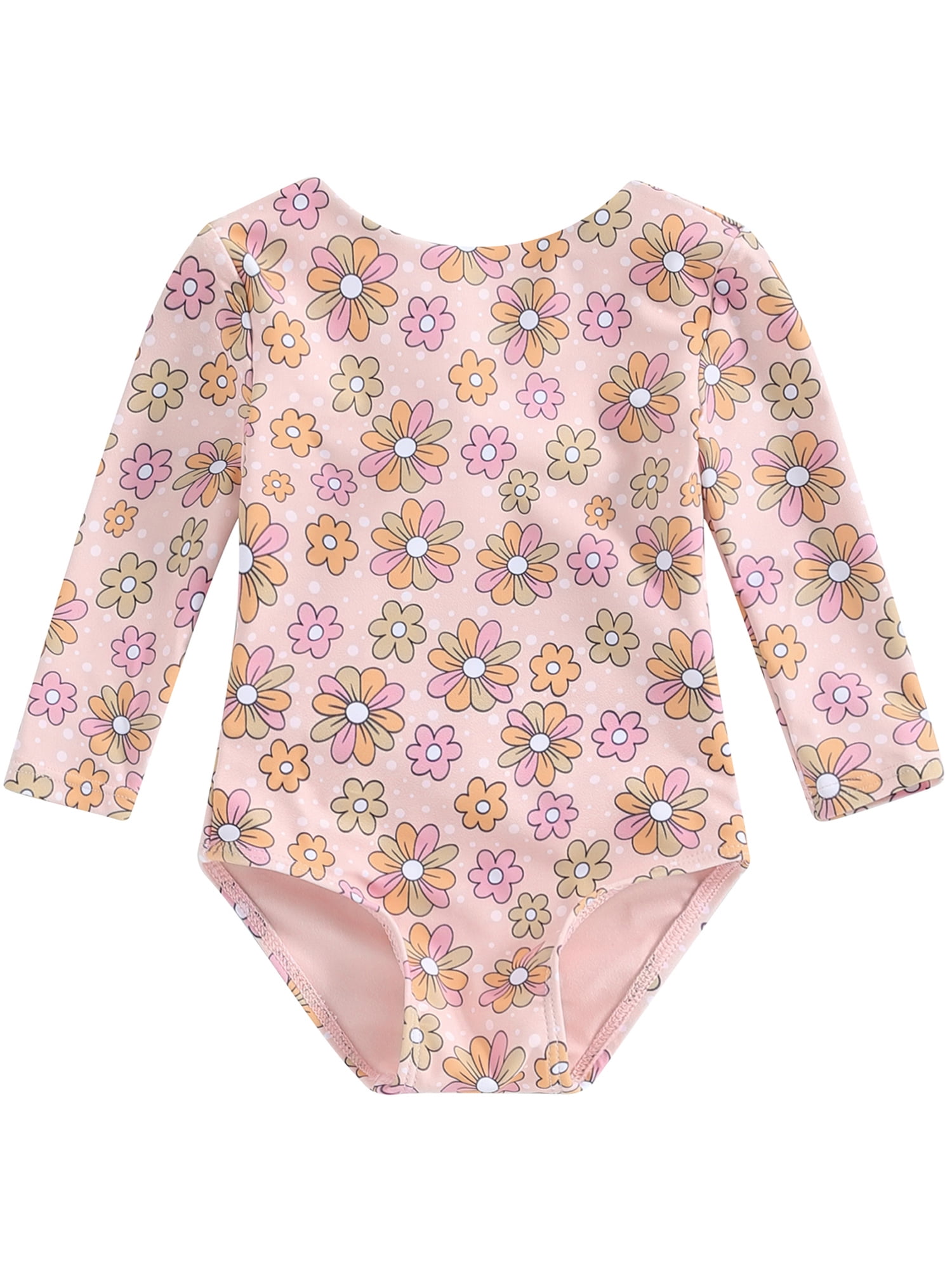 Mevireiy Baby Girl One Piece Swimsuit Floral Print Knotted Cutout Rash Guard Bathing Suit ...