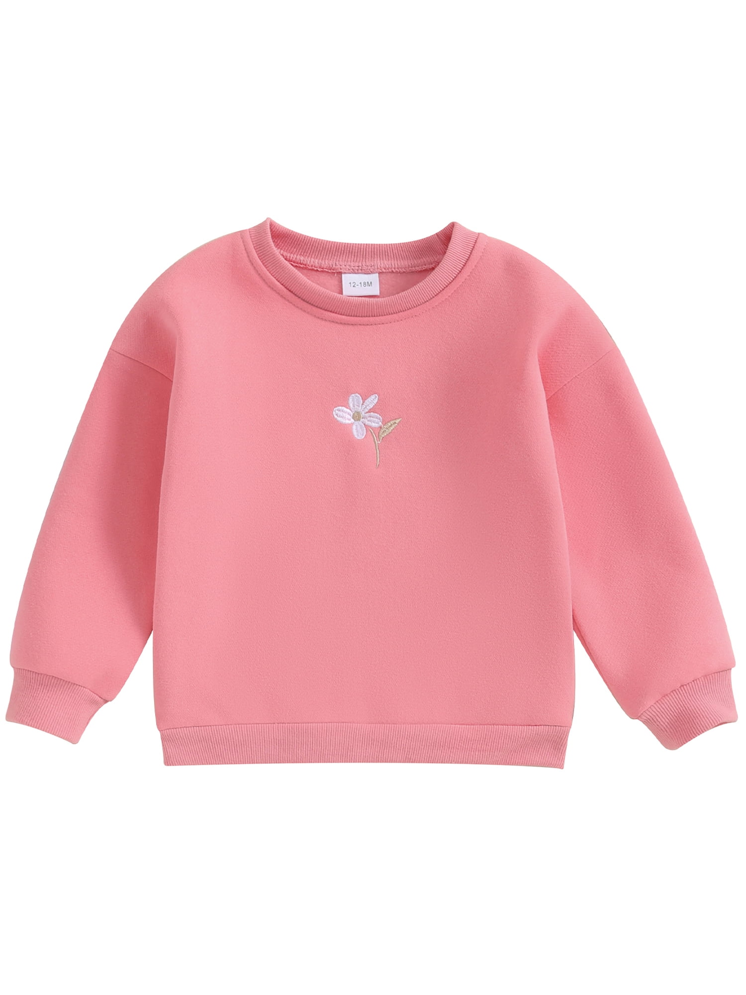 Mevireiy Baby Girl Pullover Sweatshirt Floral Embroidery Long Sleeve ...