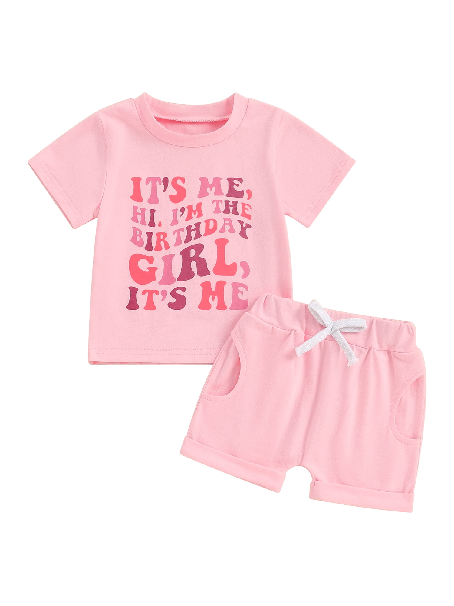 Mevireiy Baby Girls Birthday Outfits Letters Print T-shirt Tops Elastic ...