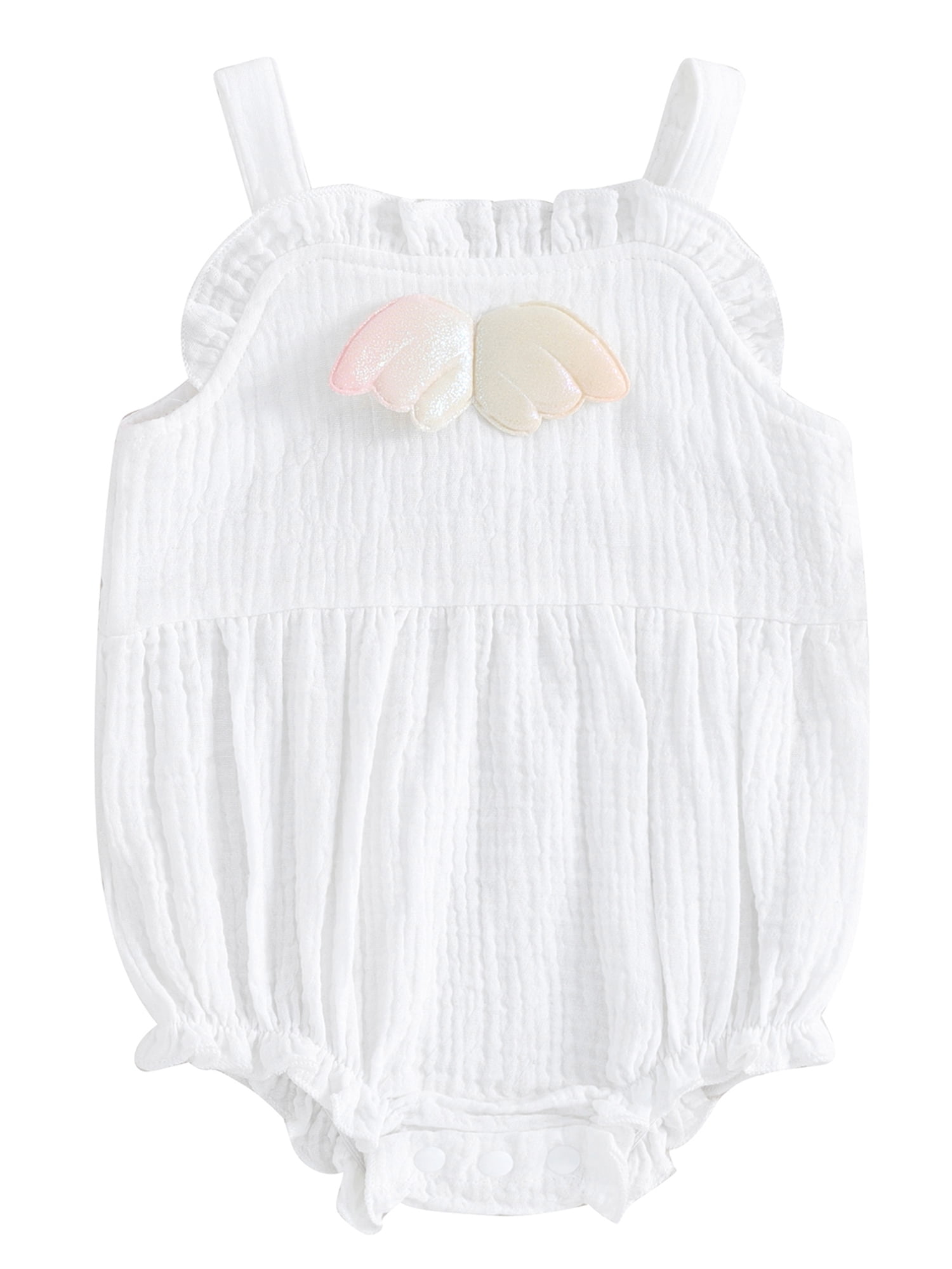 Mevireiy Baby Girls Halter Bubble Romper Wings Sleeveless One Piece Bodysuit Outfits, White, 1-3 ...