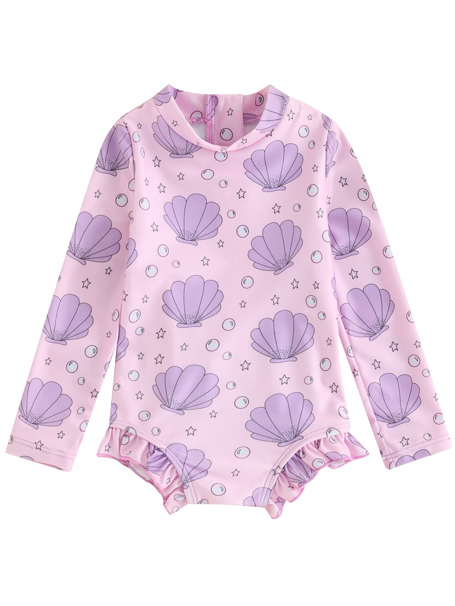 Mevireiy Baby Girls One Piece Swimsuit Long Sleeve Zipper Rash Guard Beach Wear Sunsuit ...