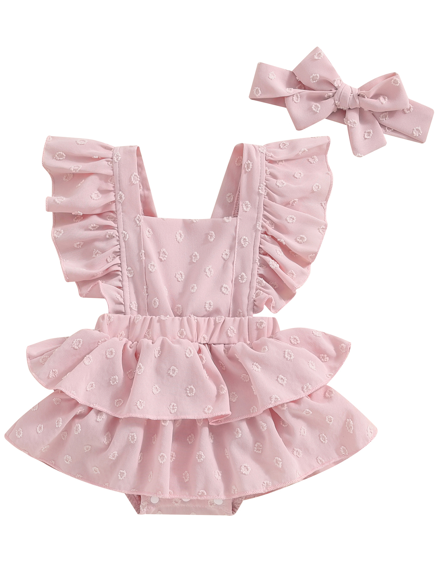 Mevireiy Baby Girls Smocked Romper Dress Vintage Bubble Onesie Long Sleeve Bodysuit, Pink, 3-6 ...