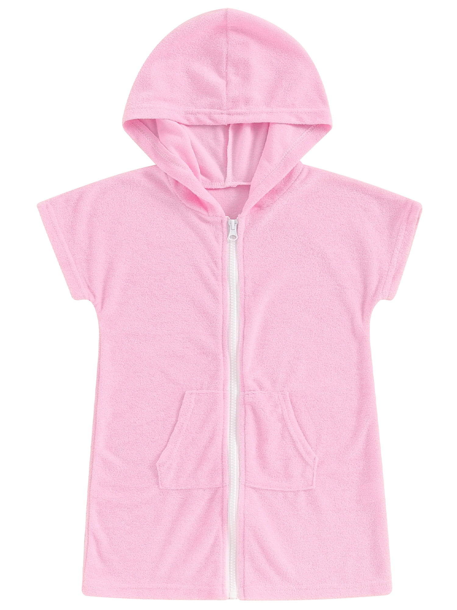 Mevireiy Baby Girls Swim Cover Up Terry Cloth Hooded Zip-Up Swimsuit ...