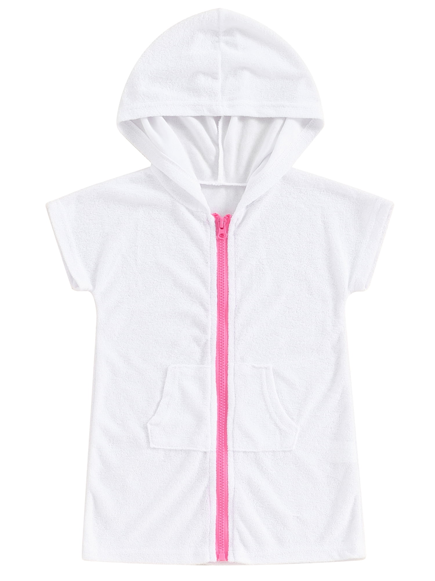 Mevireiy Baby Girls Swim Cover Up Terry Cloth Hooded Zip-Up Swimsuit ...