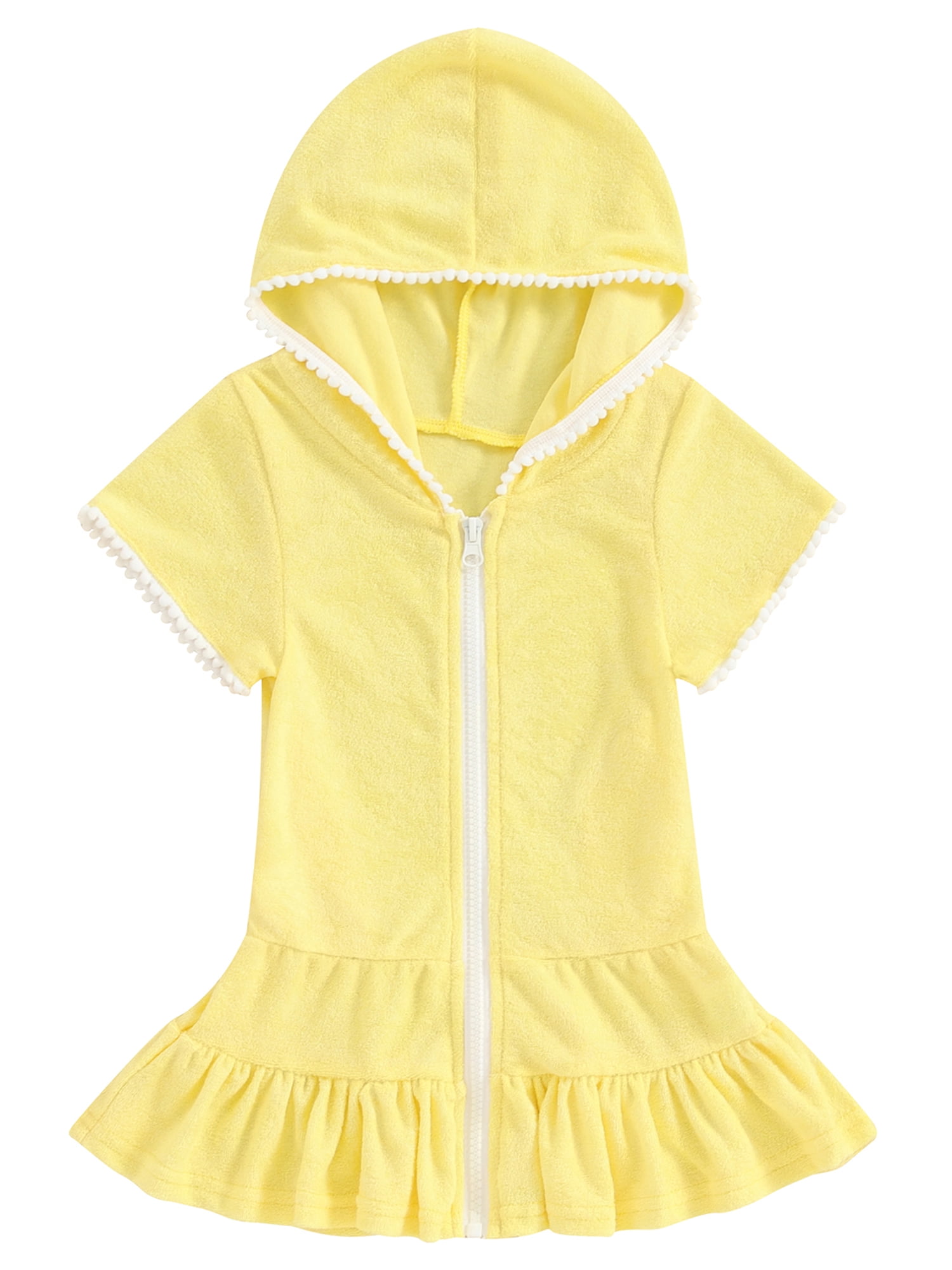 Mevireiy Baby Girls Swim Cover Up Terry Cloth Hooded Zip-Up Swimsuit ...