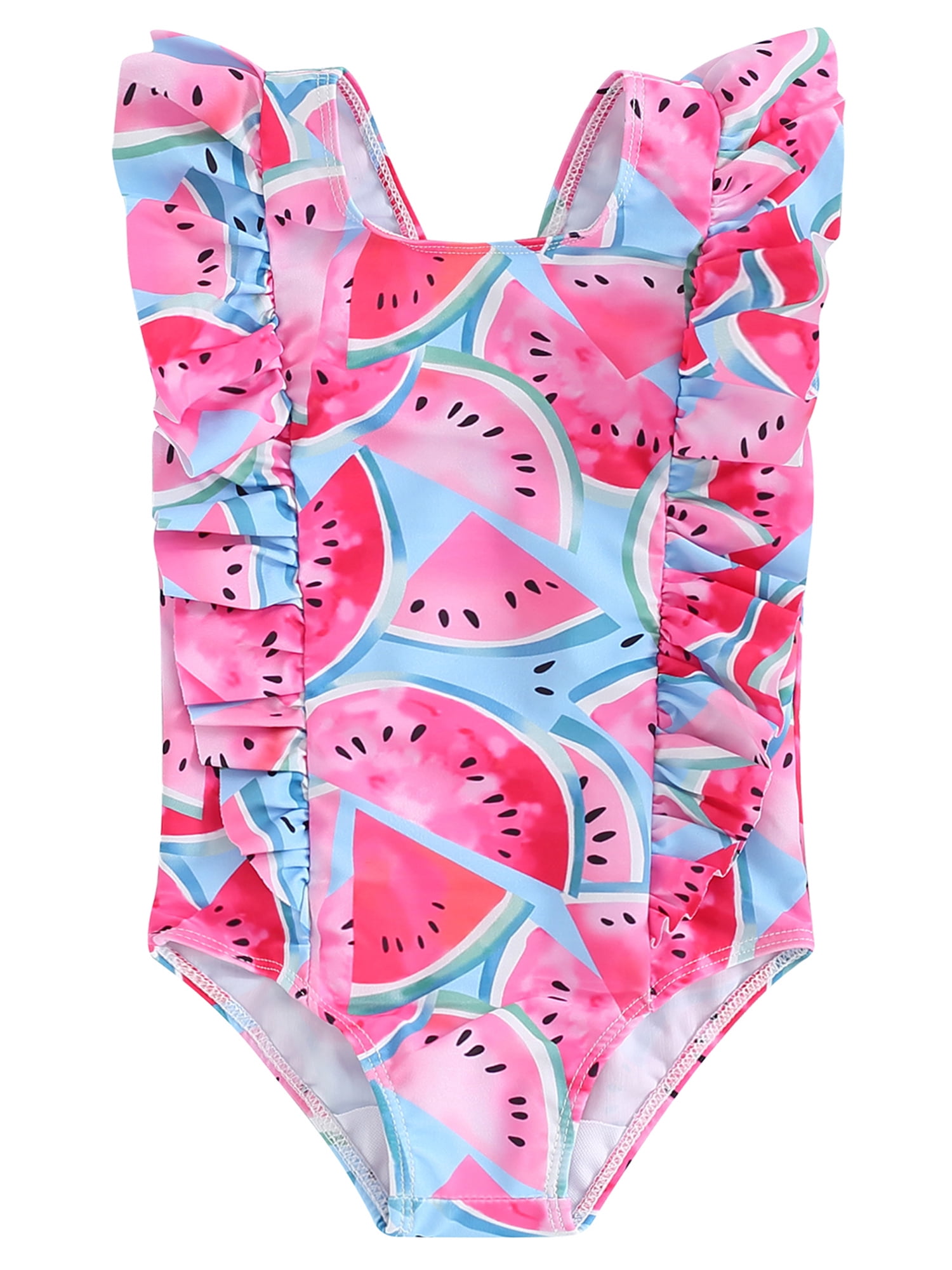 Mevireiy Baby Girls Swimsuit One-Piece Swimwear Ruffled Backless ...
