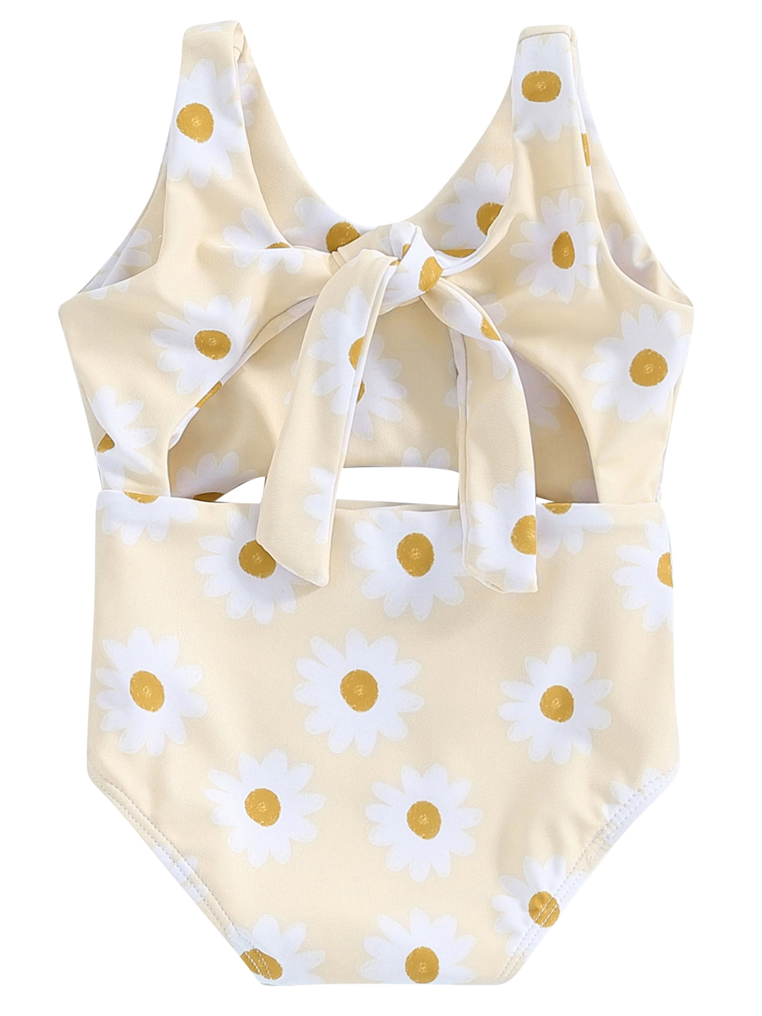 Mevireiy Baby Girls Swimwear Floral Print Knot Cutout Sleeveless Bikini ...