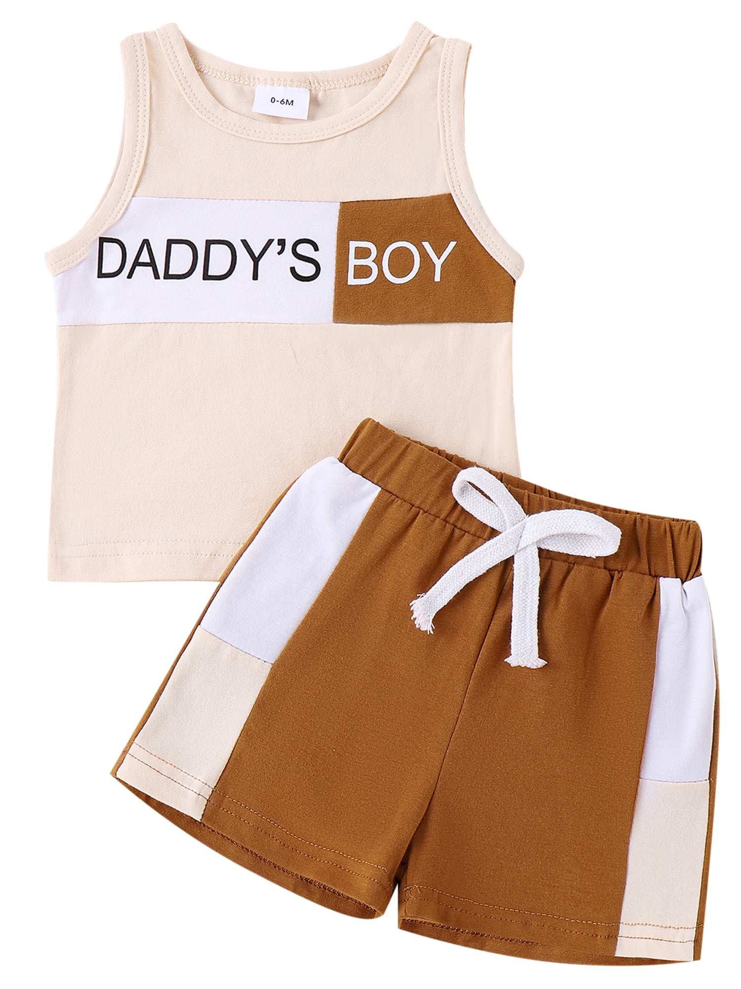 Mevireiy Daddys Boy Contrast Color Tank Tops Elastic Waist Shorts ...