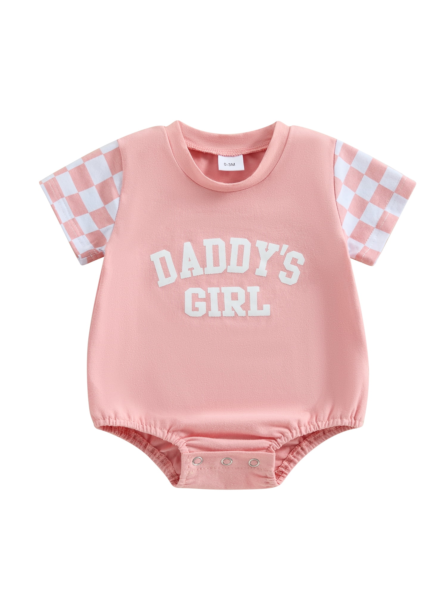 Mevireiy Daddys Girl Bubble Romper Checkerboard Print Onesie Bodysuit ...