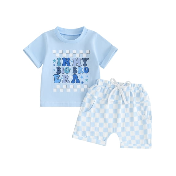 Mevireiy Little Brother Big Brother Outfits T Shirt Tops Checkerboard ...