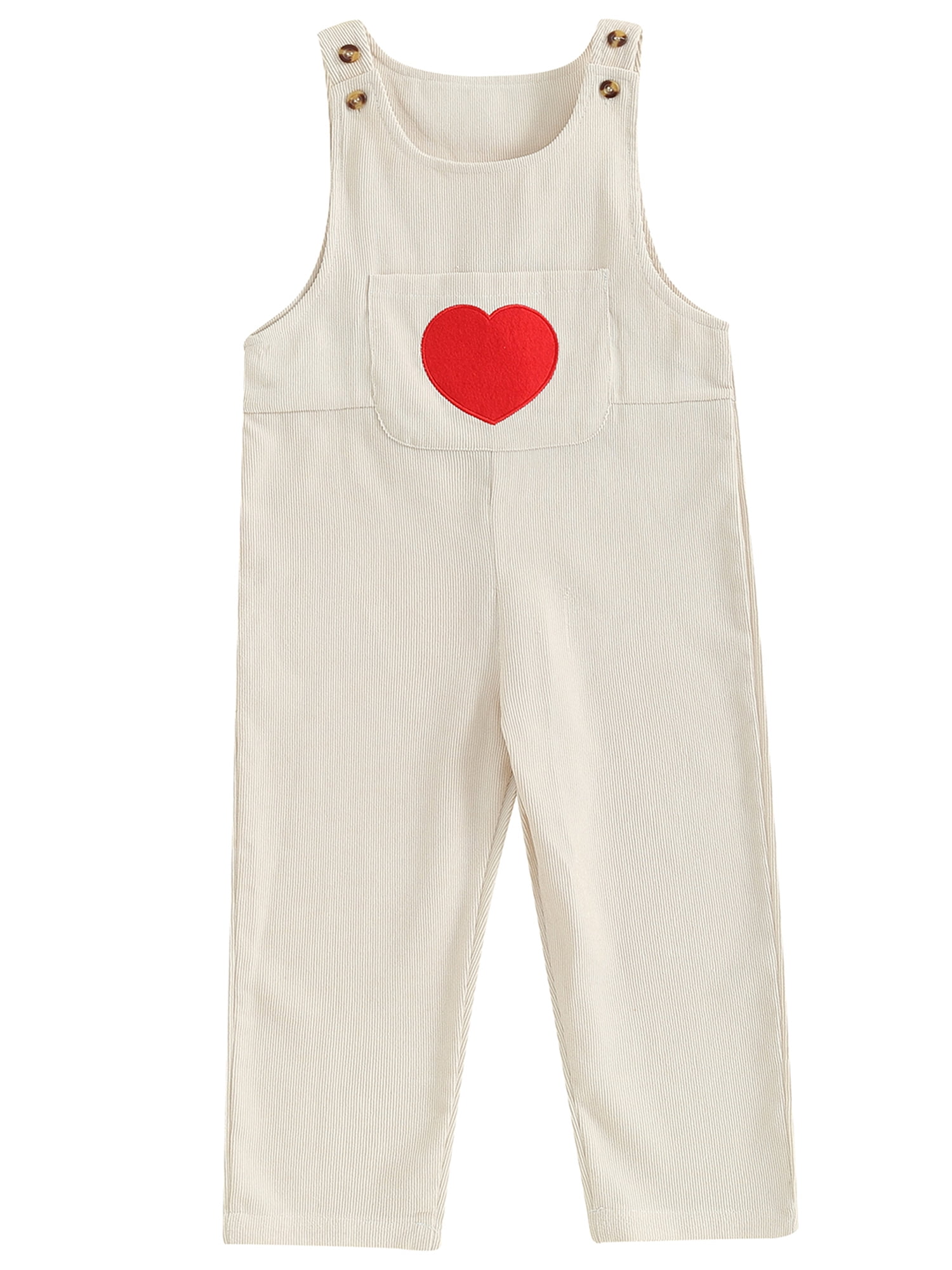 Mevireiy Little Girl Corduroy Overalls Button Jumpsuit Suspender Bib Pants with Pocket, Beige, 2 ...
