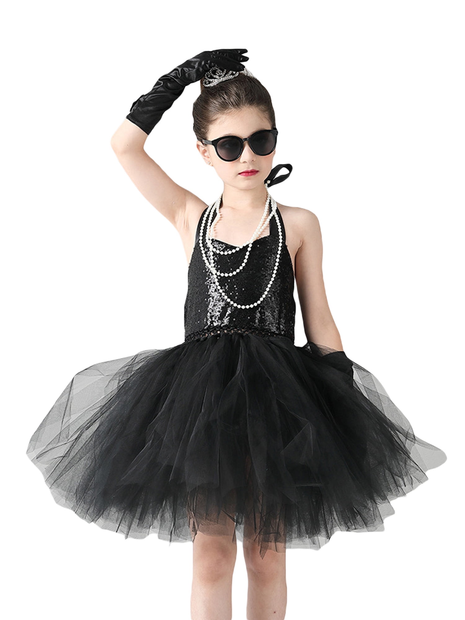Mevireiy Little Girl Sequins Dress Halter Tie Up Sleeveless Tulle ...
