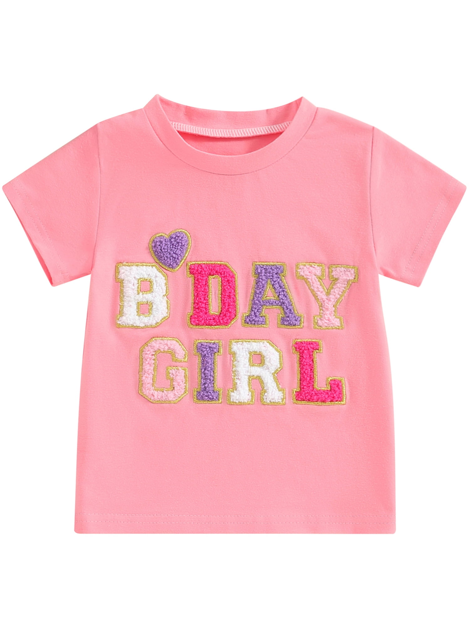 Mevireiy Little Girls Birthday Girl Letters Embroidery T-Shirt Casual ...
