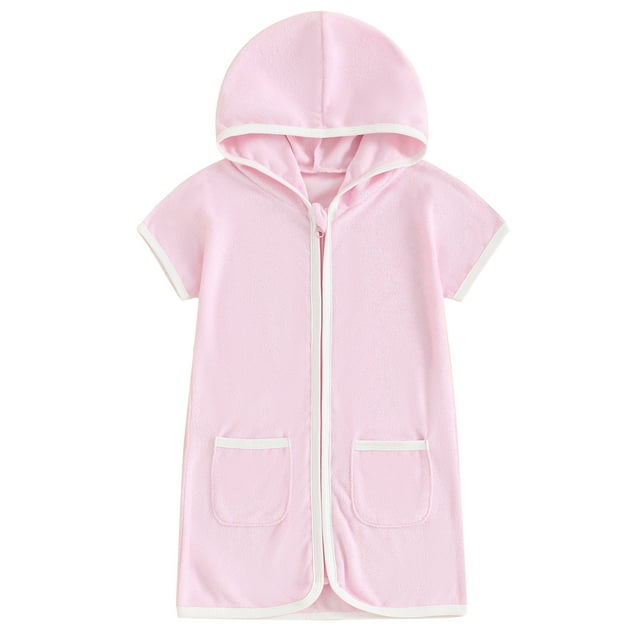 Mevireiy Little Girls Contrast Color Hooded Jumpsuit Short Sleeve Zip Up Onesie Playsuit ...