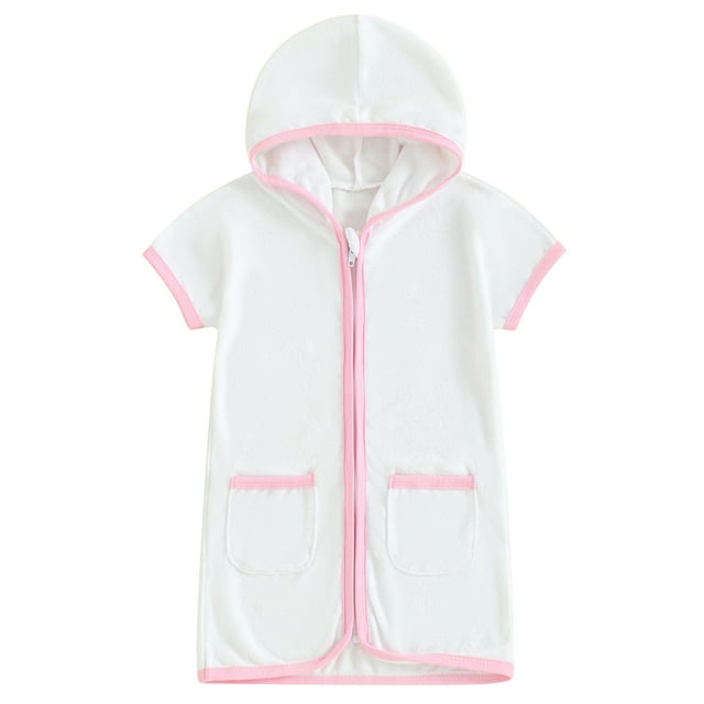 Mevireiy Little Girls Contrast Color Hooded Jumpsuit Short Sleeve Zip Up Onesie Playsuit ...