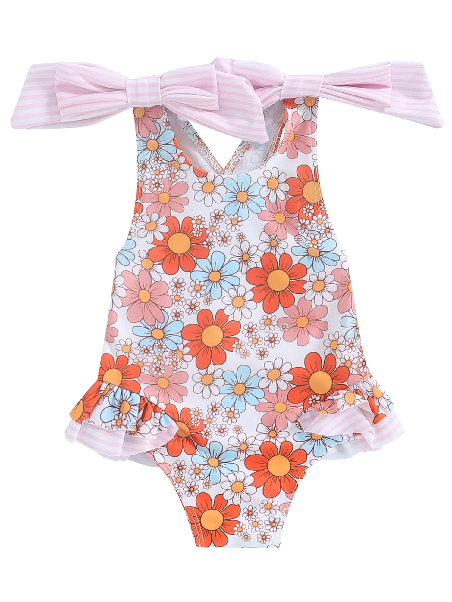 Mevireiy Little Girls Halter Bikini Swimsuit Floral Print Bowknot ...