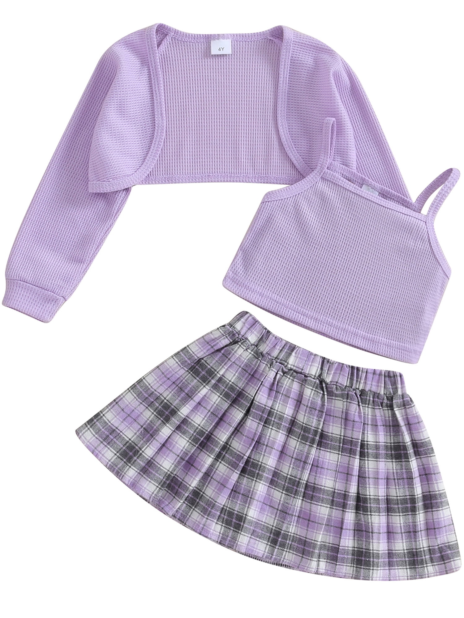 Mevireiy Little Girls Knitted Camisole Long Sleeves Crop Cardigan Tops ...