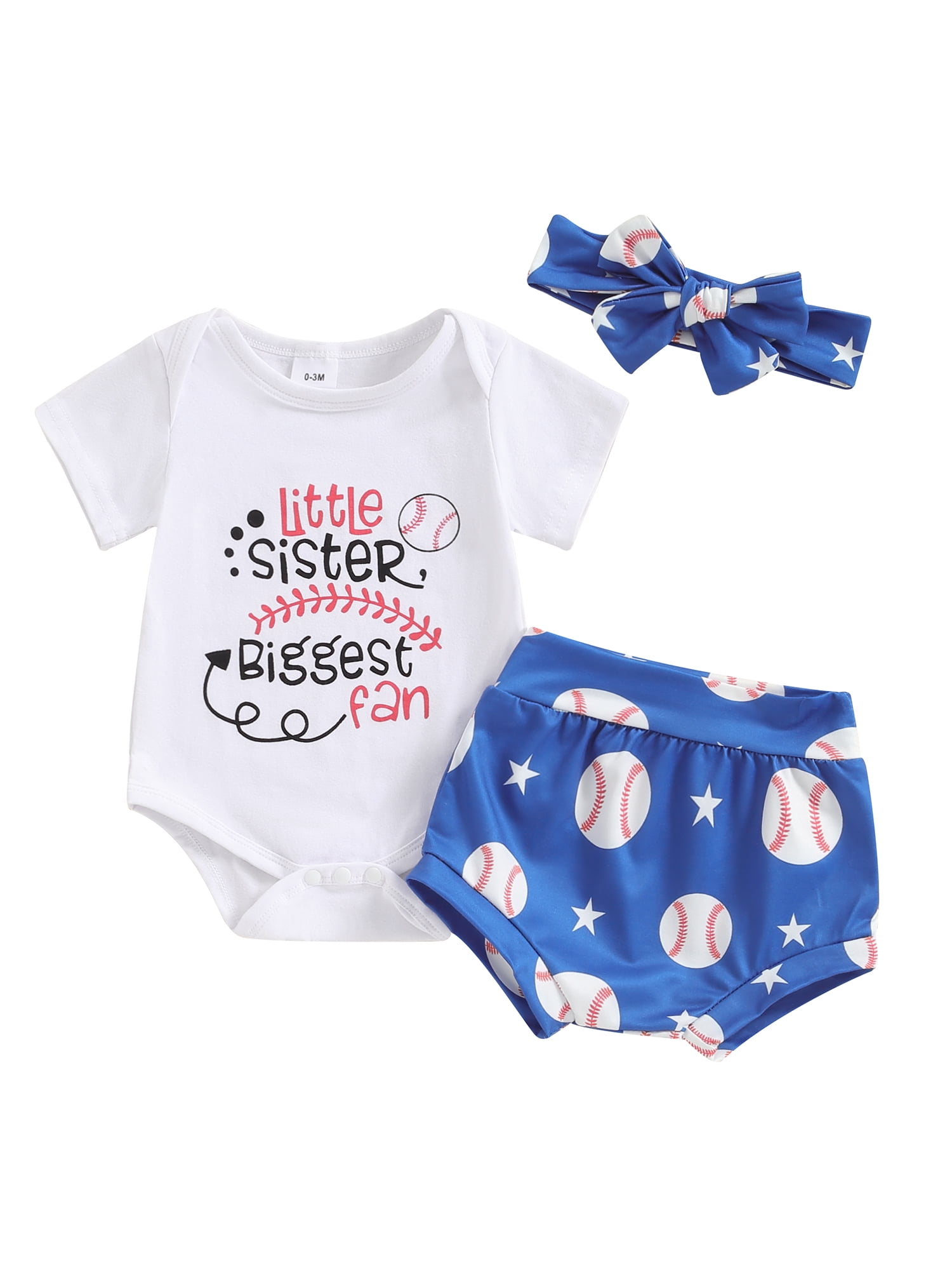 Mevireiy Newborn Baby Girls Baseball Outfits Little Sister Biggest Fan ...