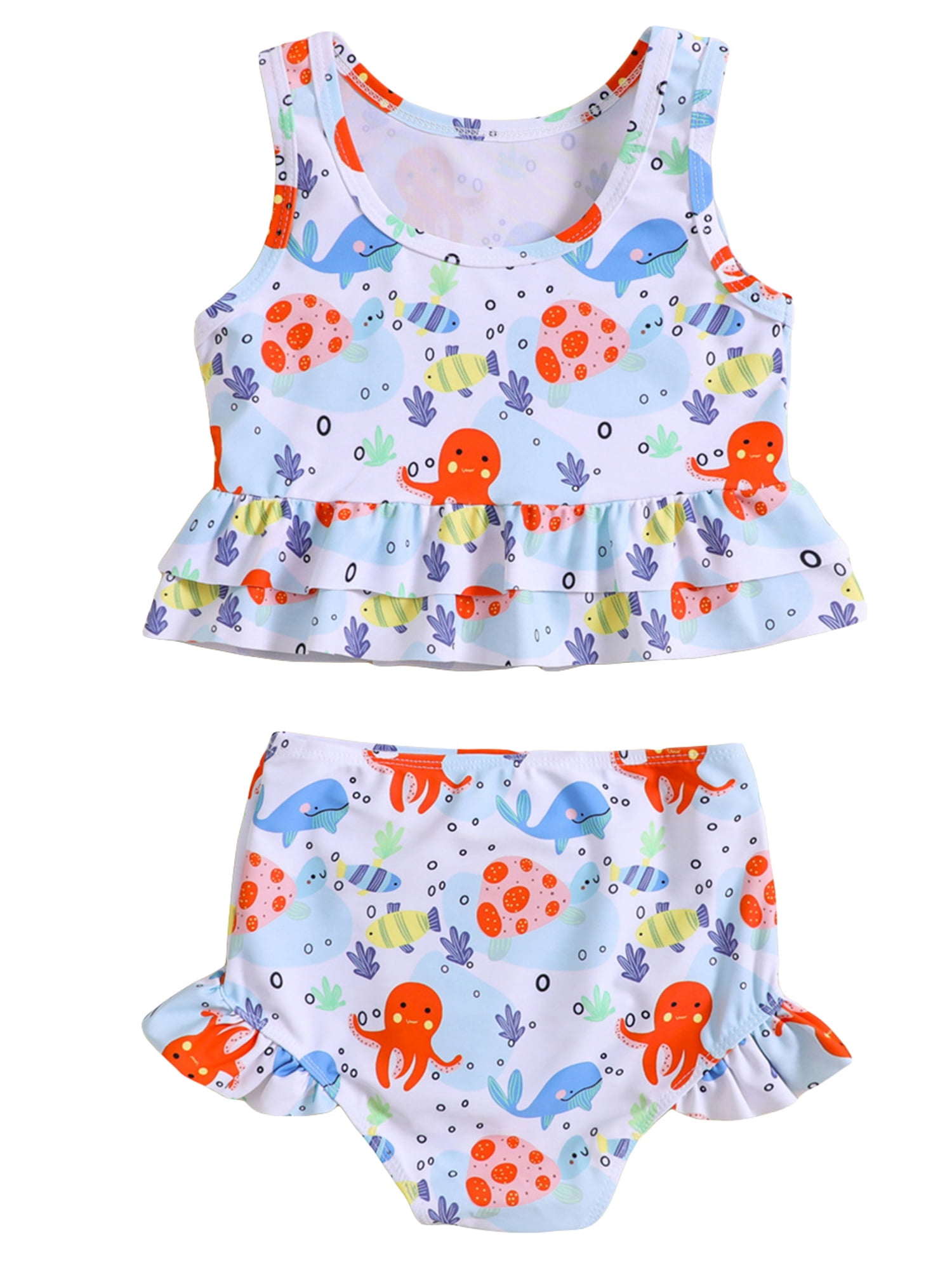 Mevireiy Toddler Girl Bathing Suit Dinosaur Print Halter Crop Tops ...