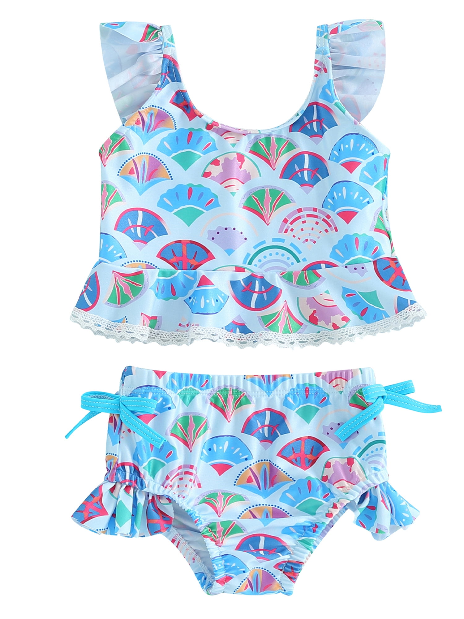 Mevireiy Toddler Girl Bathing Suit Dinosaur Print Halter Crop Tops ...