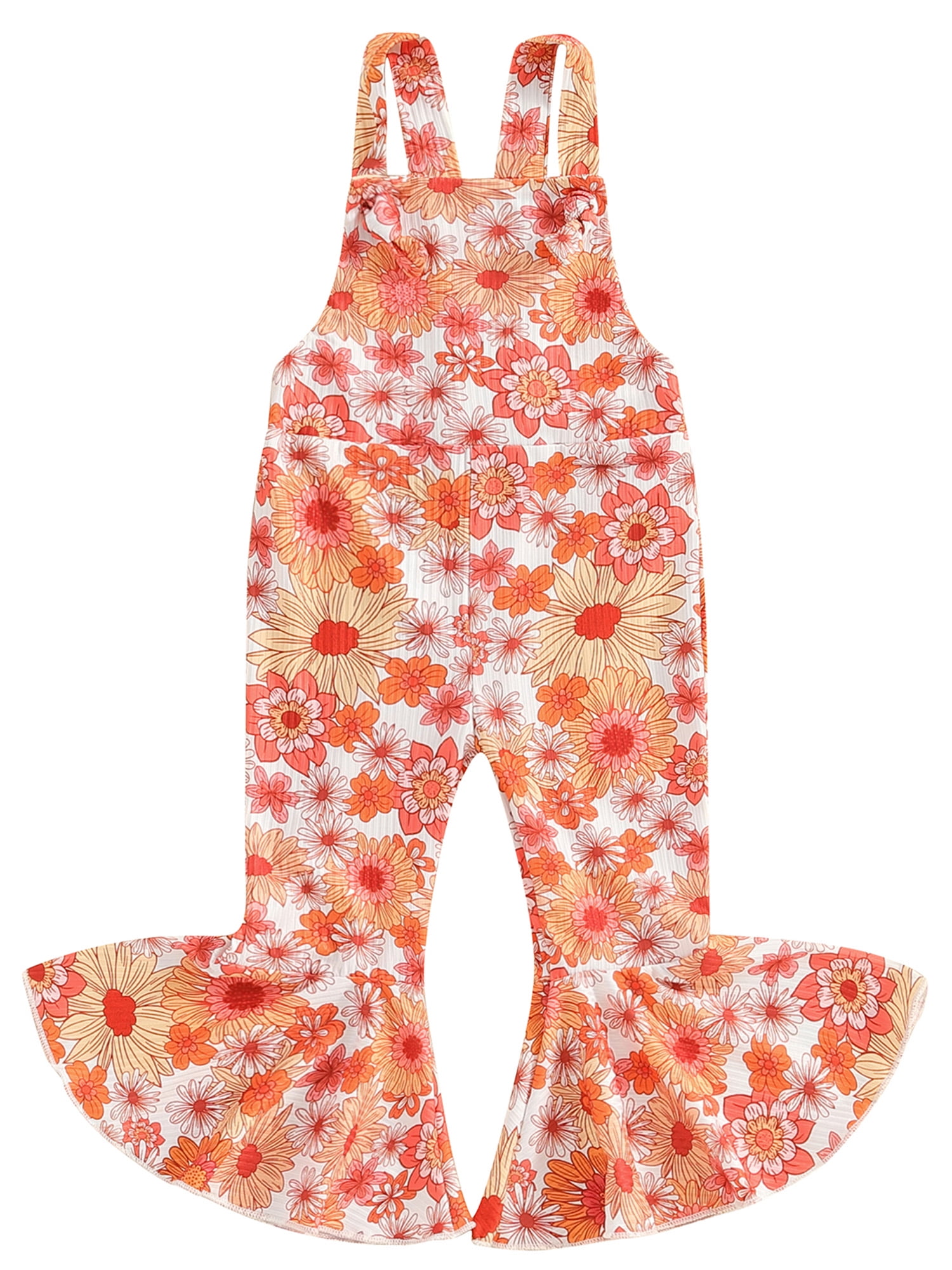 Mevireiy Toddler Girl Sleeveless Halter Jumpsuit Floral Print Bell ...