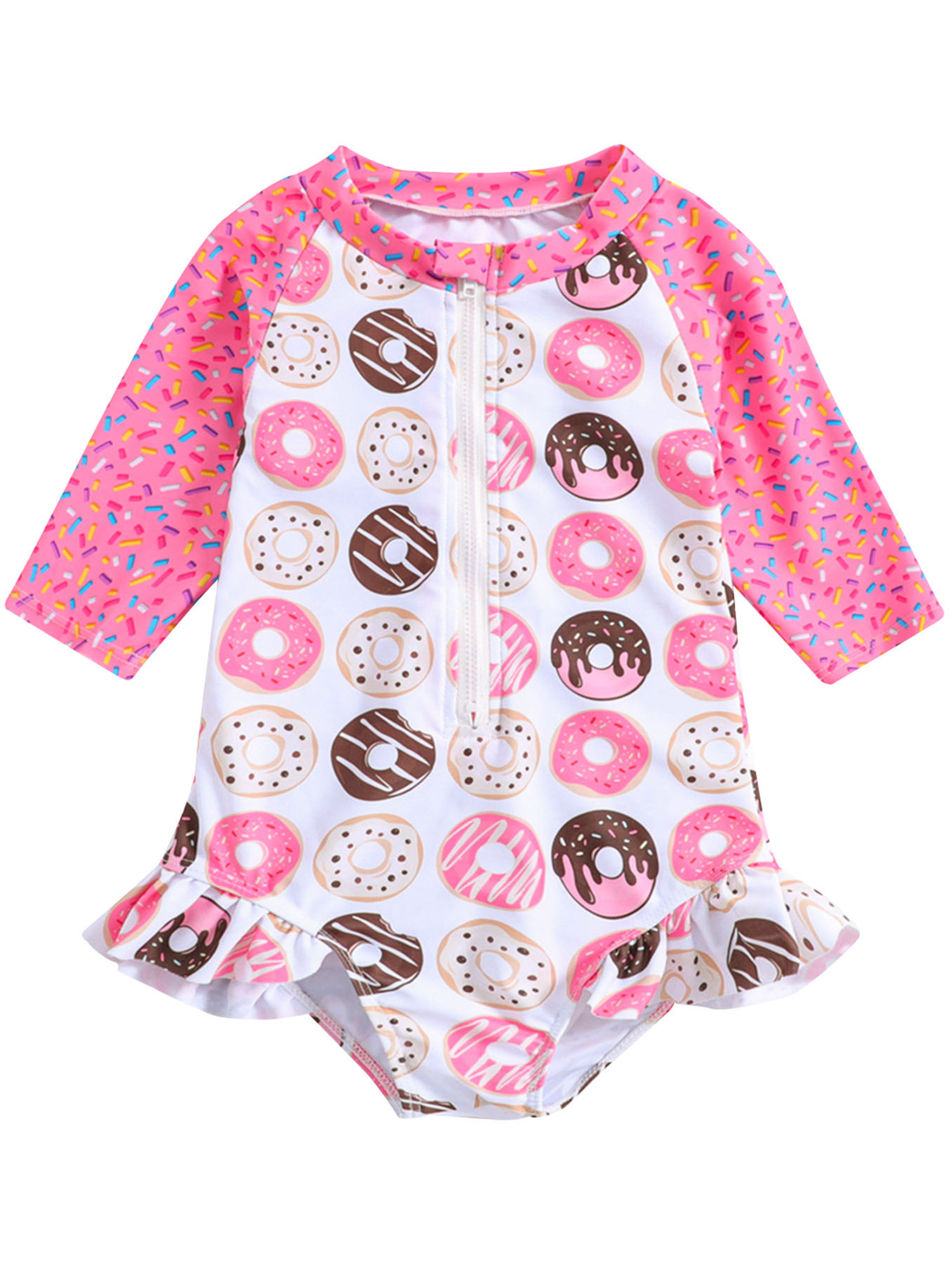 Mevireiy Toddler Girls Long Sleeve One Piece Swimsuit Rash Guard Bathing Suit with Hat,Red,3-4 ...