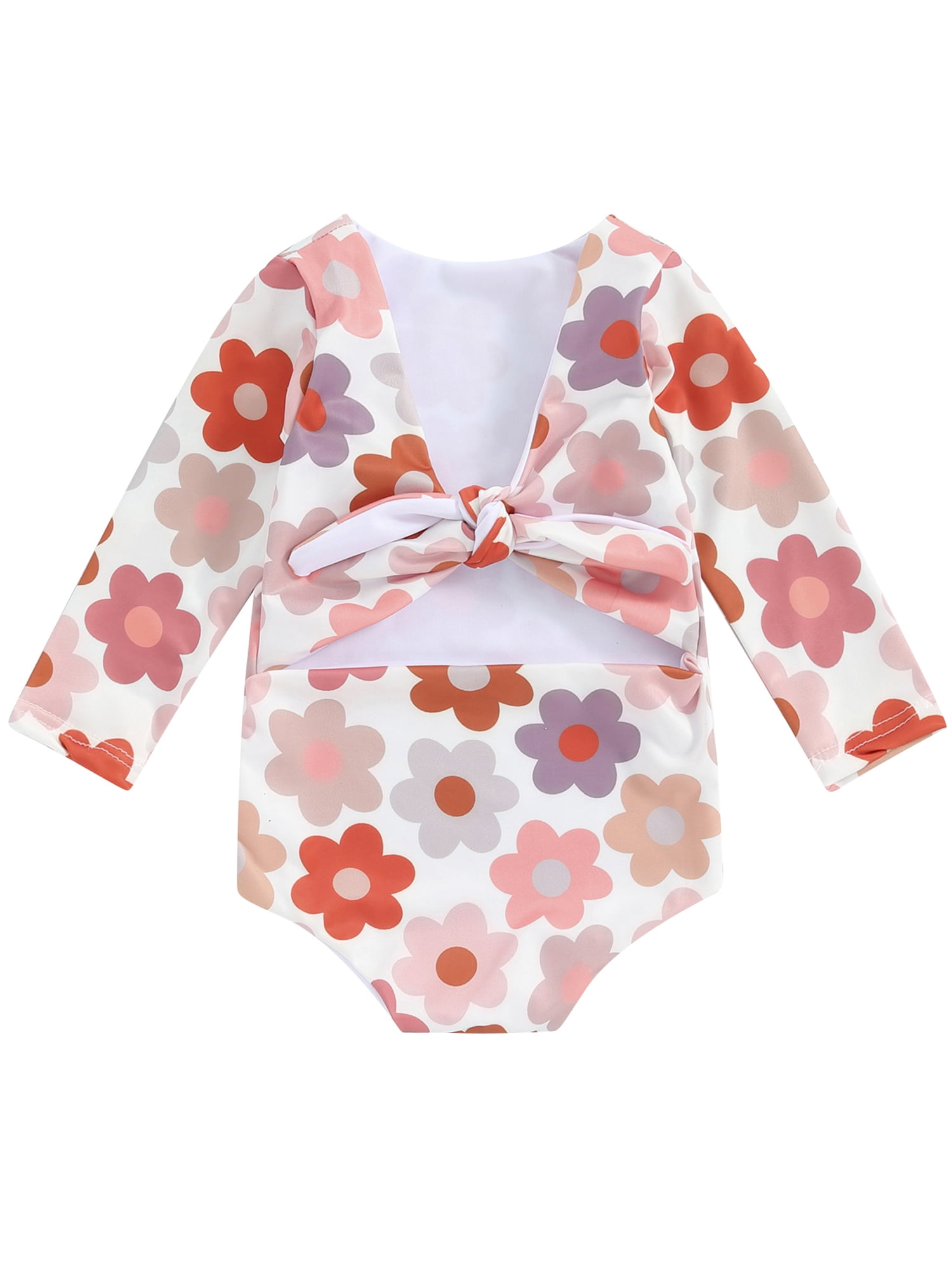 Mevireiy Toddler Girls Long Sleeve Zipper One Piece Rashguard Swimsuit Floral Print Bikini,White ...