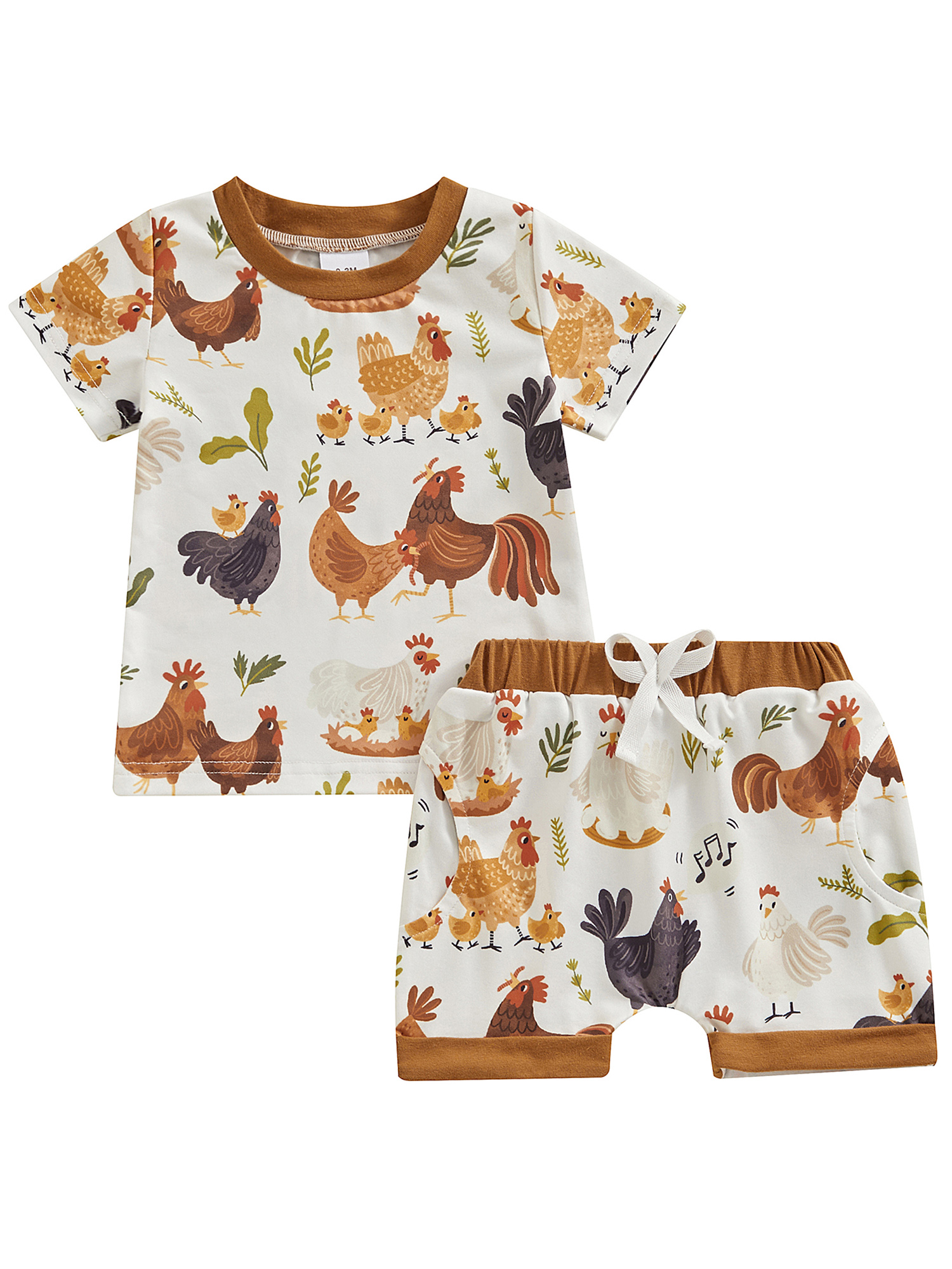 Mevireiy Toddler Girls Outfits Cartoon Hen Print T-Shirt Tops Elastic ...