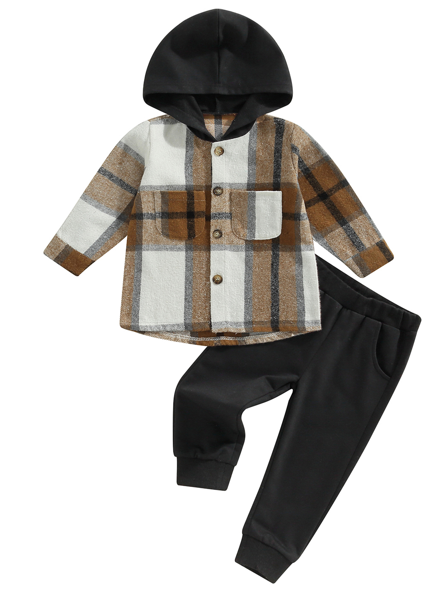 Mevireiy Toddler Girls Plaid Flannel Button Hoodie Sweatshirt ...