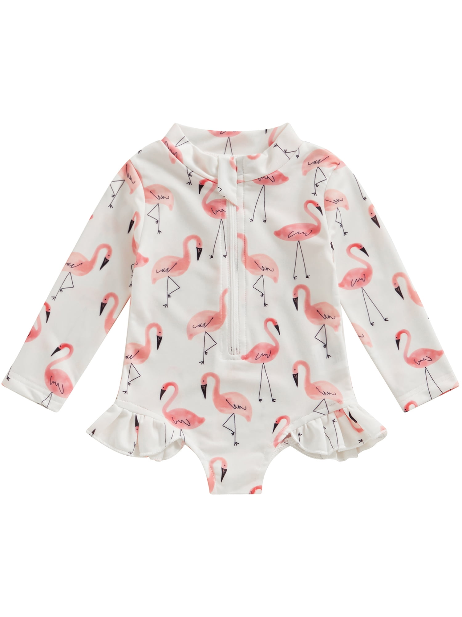 Mevireiy Toddler Girls Rash Guard Swimsuit Floral Print Long Sleeves Zipper Bathing Suit, Multi ...