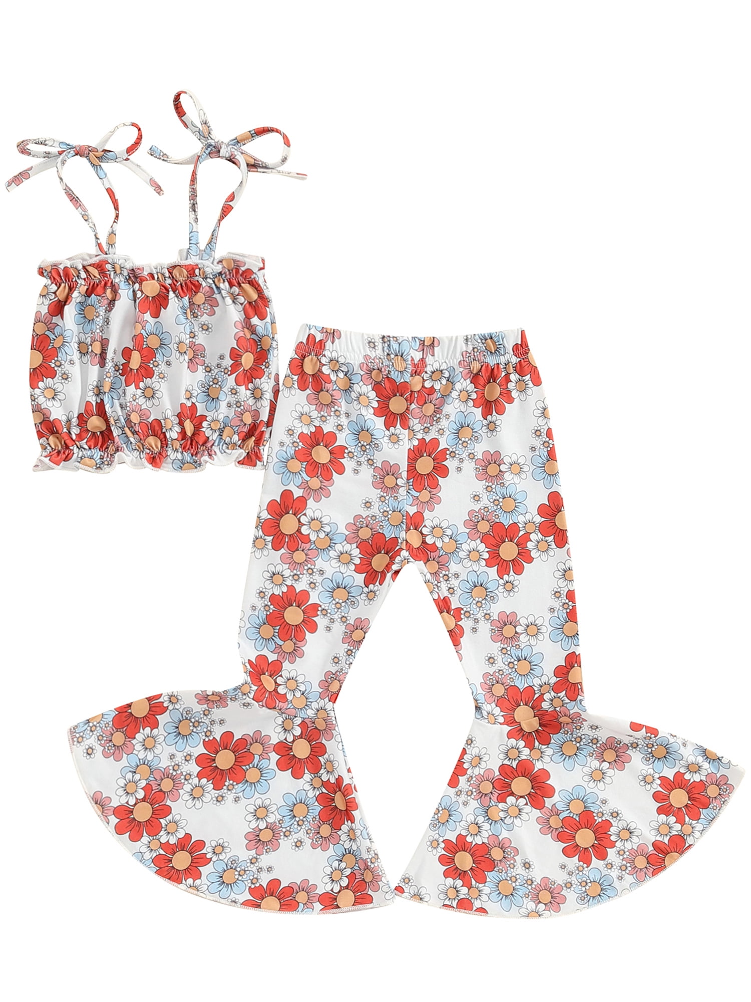 Mevireiy Toddler Girls Sleeveless Halter Sunflower Print Crop Tops ...