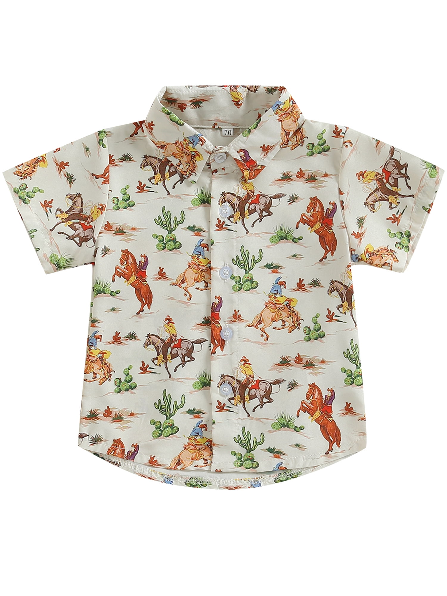 Mevireiy Western Baby Boy Cow Print Shirt Long Sleeve Button Down Lapel Tops Tees Cowboy,Beige,2 ...