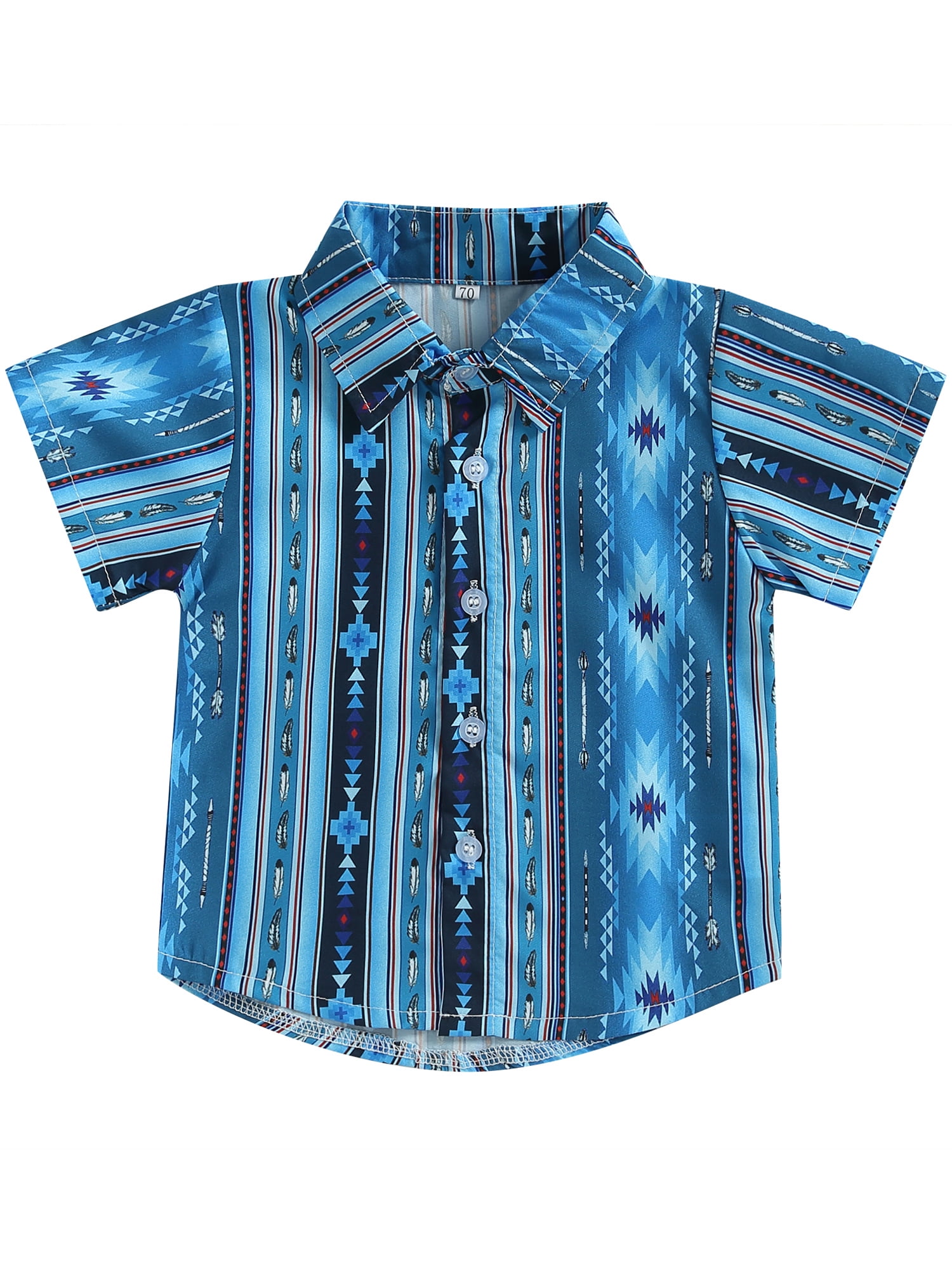 Mevireiy Western Baby Boy Cow Print Shirt Long Sleeve Button Down Lapel Tops Tees Cowboy,Blue,2 ...