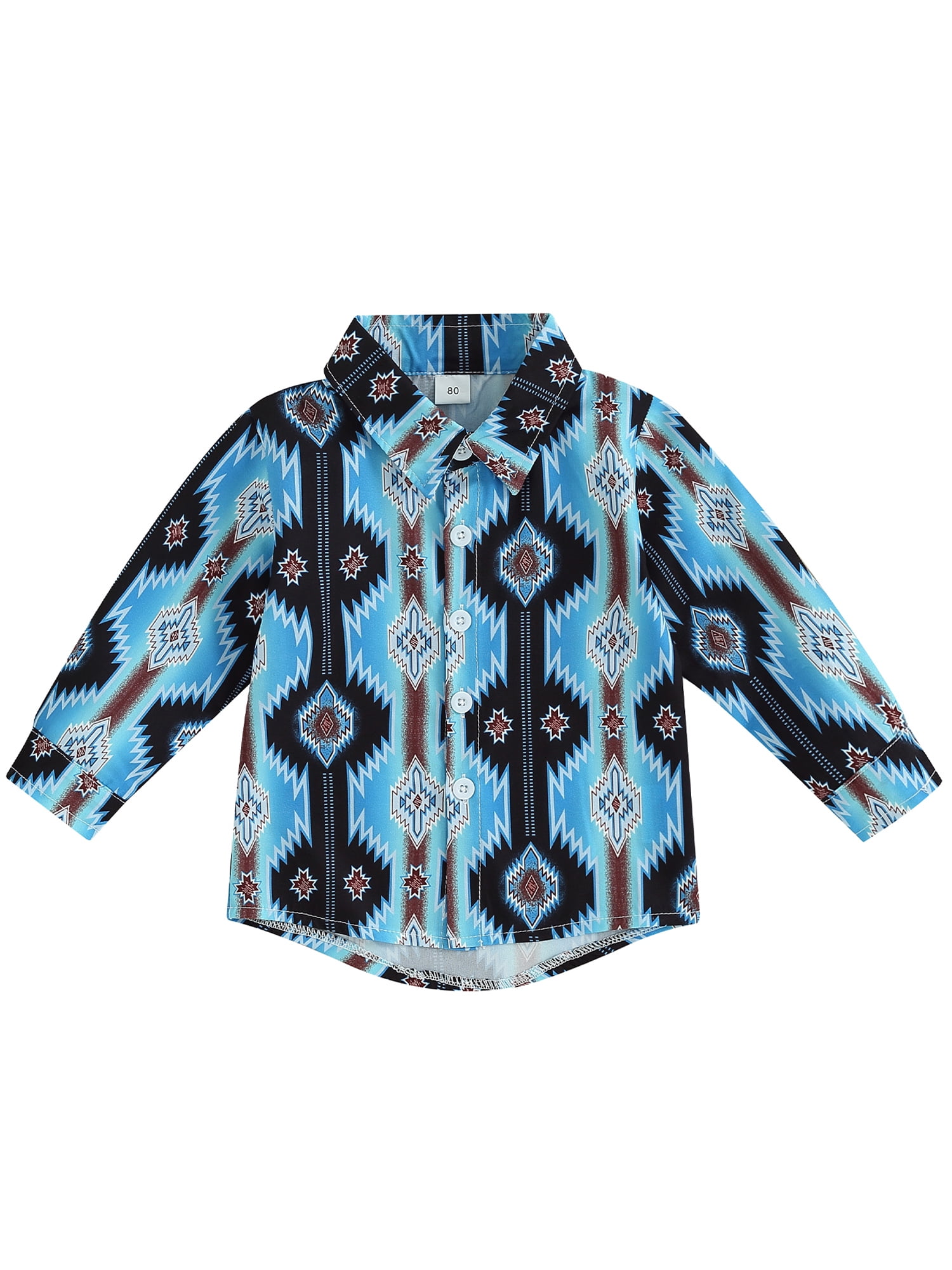 Mevireiy Western Baby Boy Cow Print Shirt Long Sleeve Button Down Lapel Tops Tees Cowboy,Blue,3 ...