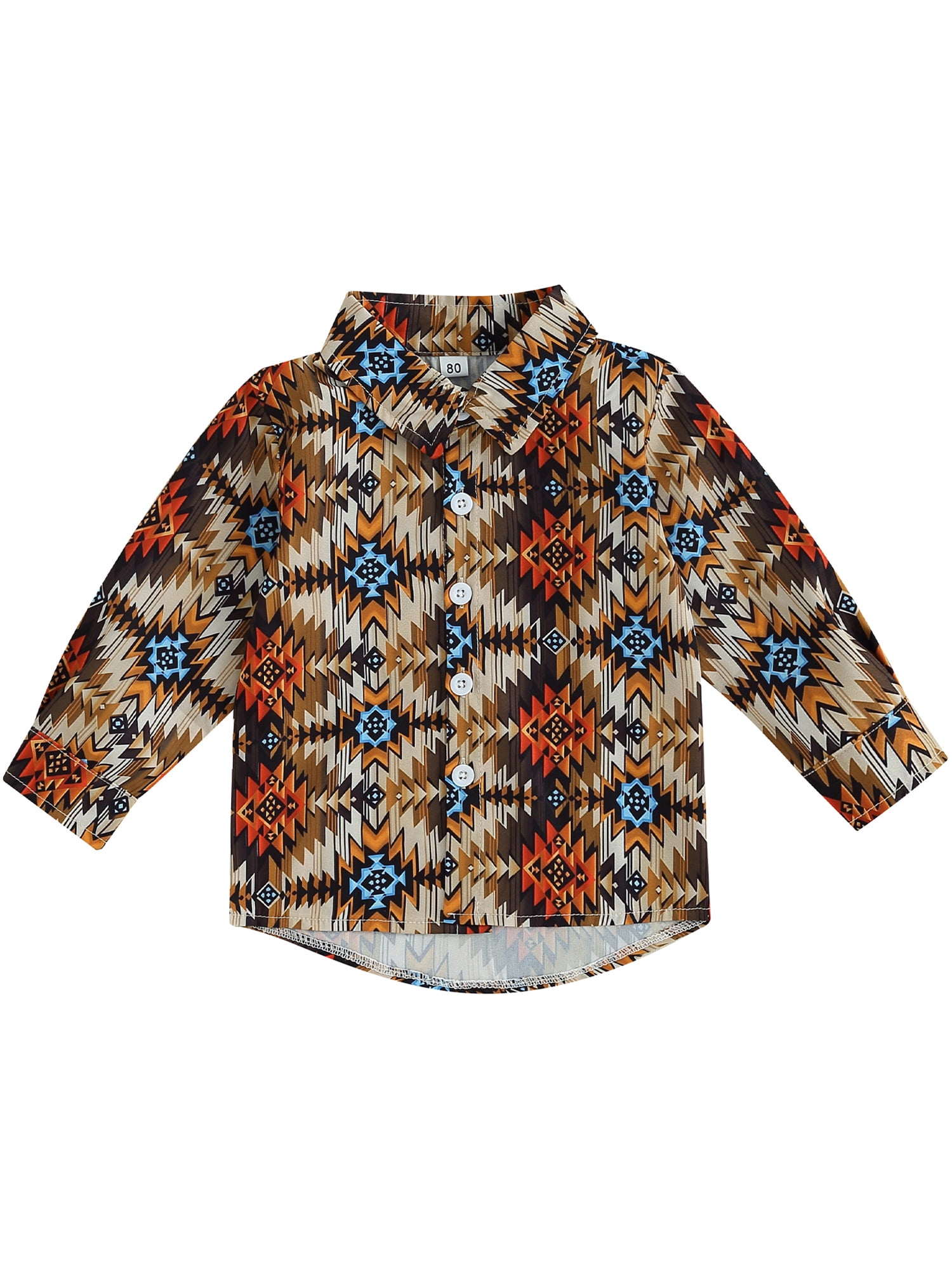 Mevireiy Western Baby Boy Cow Print Shirt Long Sleeve Button Down Lapel Tops Tees Cowboy,Brown ...