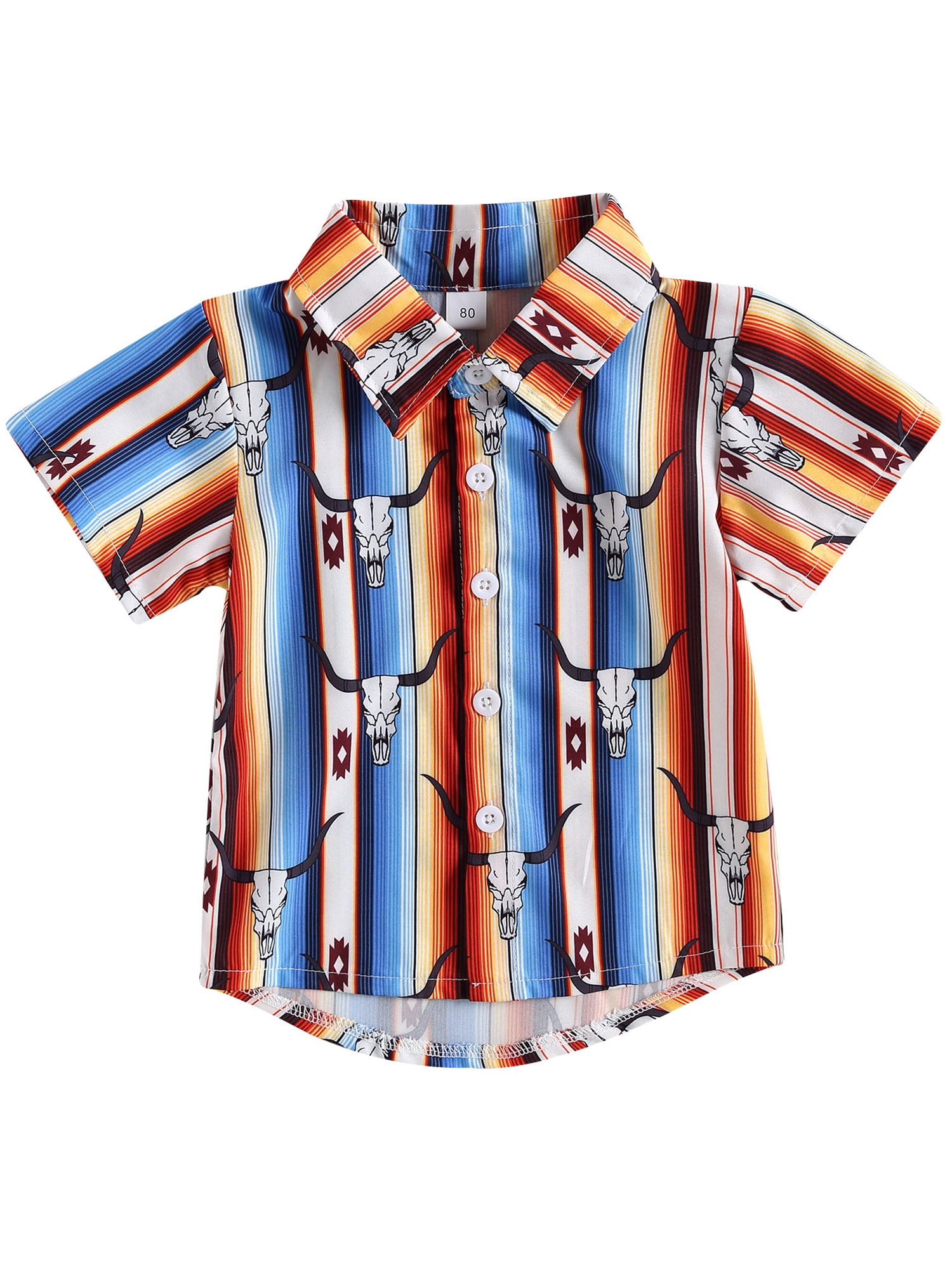 Mevireiy Western Baby Boy Cow Print Shirt Long Sleeve Button Down Lapel Tops Tees Cowboy,Brown,6 ...